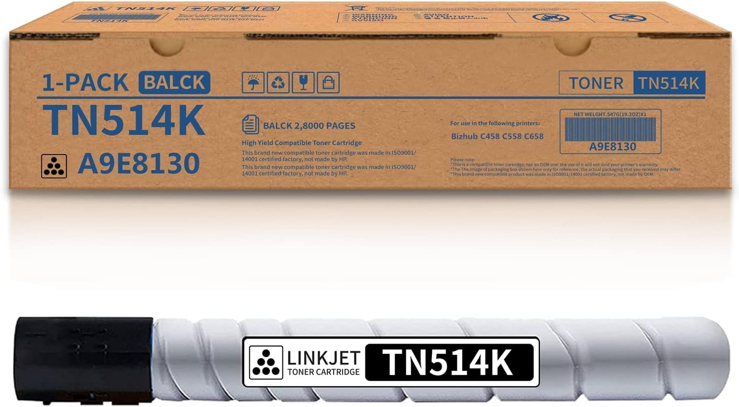 TN514K | A9E8130 Toner Replacement for A9E8130 TN514K TN-514K Toner Cartridge for use in Bizhub ...