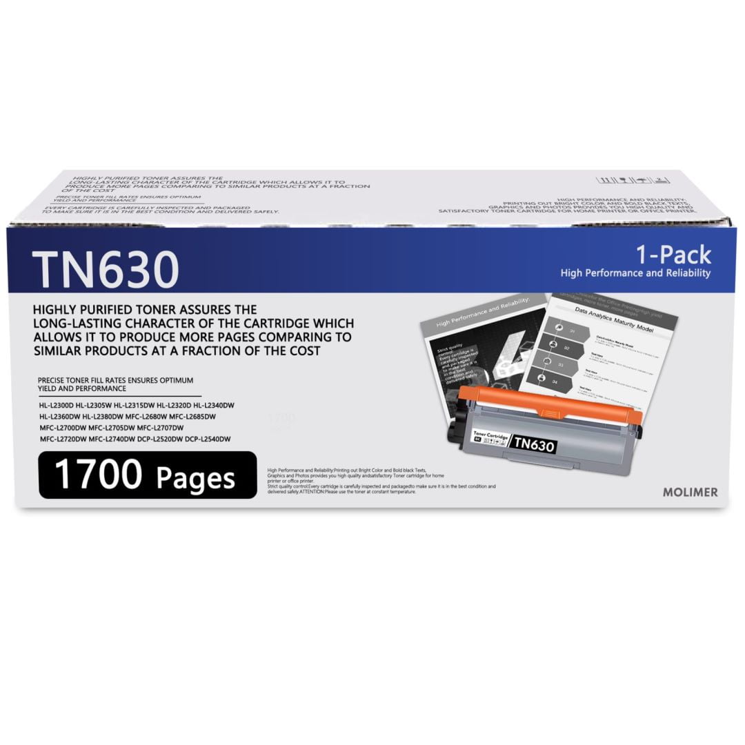 TN630 Toner Cartridge 1 Pack Black Replacement for Brother HL-L2380DW ...