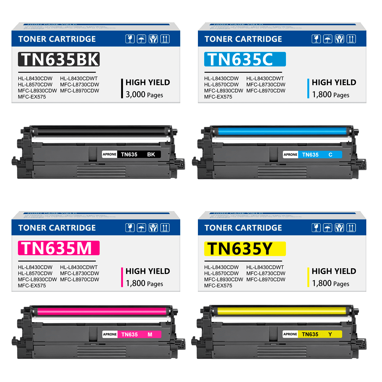 TN635 Toner Cartridge Replacement for Brother HL-L8430CDW L8430CDWT ...