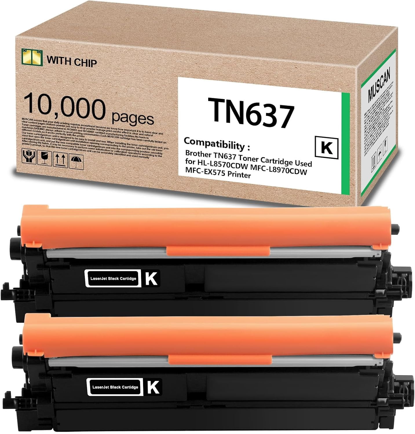 TN637/TN-637/TN 637 Compatible Toner Cartridge with Chip for Brother HL ...