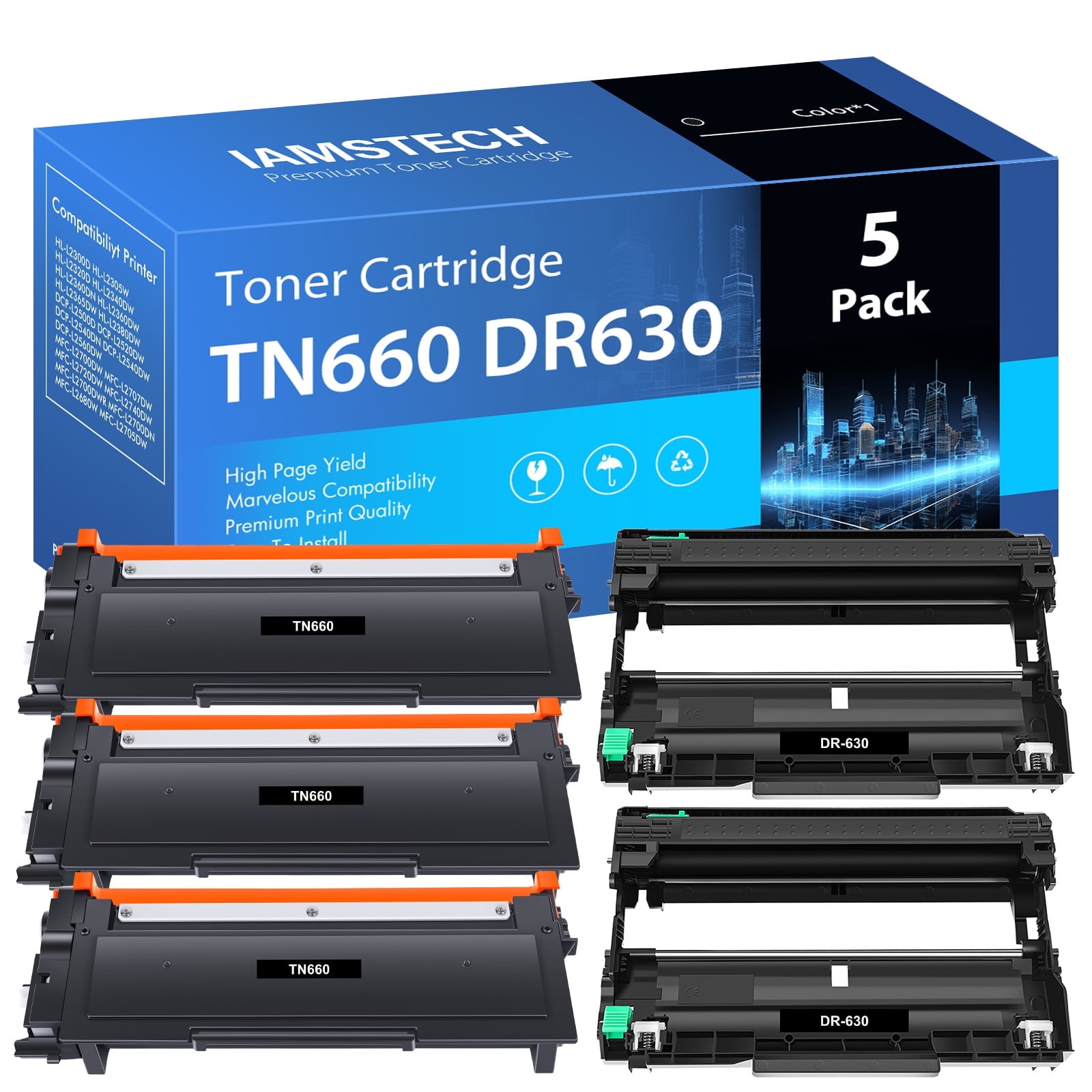 TN660 Toner Cartridge & DR630 Drum Unit Combo Compatible for Brother TN ...