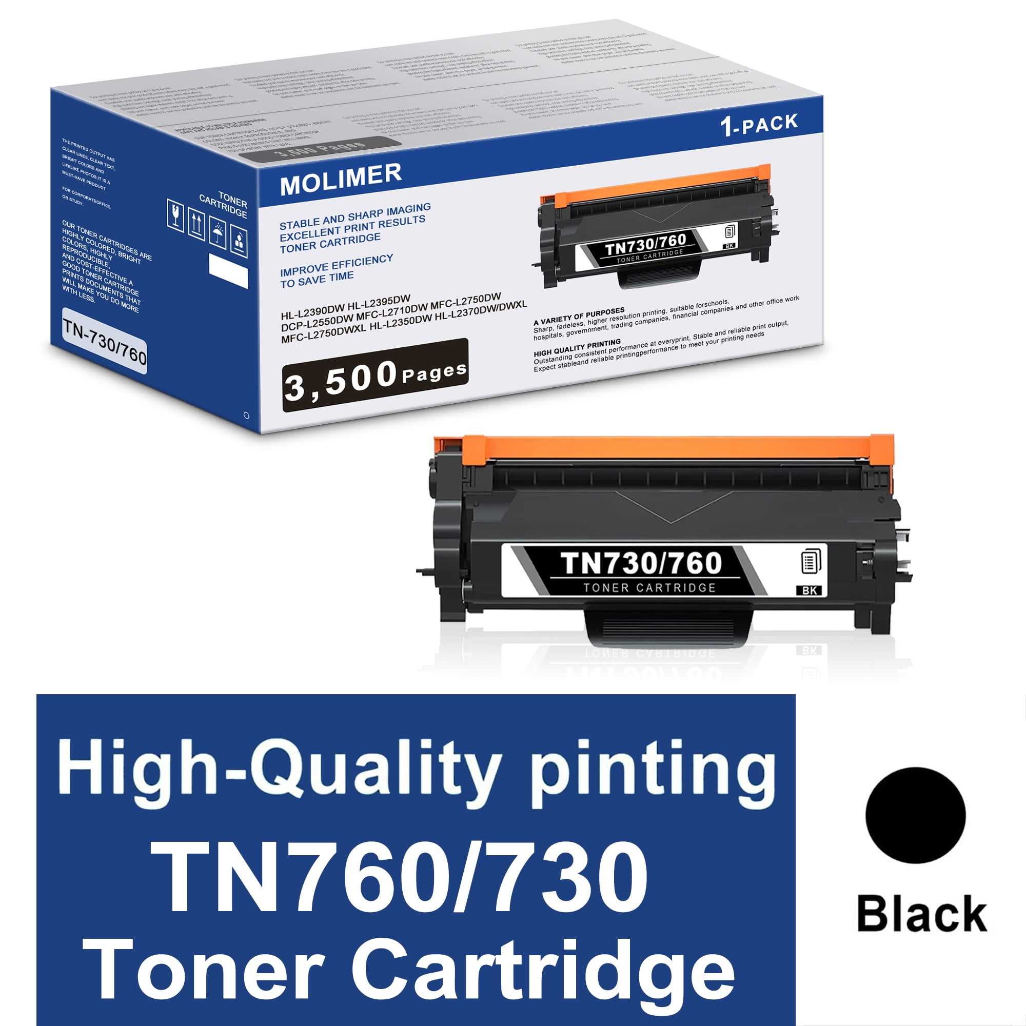 TN730 TN760 Toner Cartridge Replacement for Brother TN 760 HL-L2350DW ...