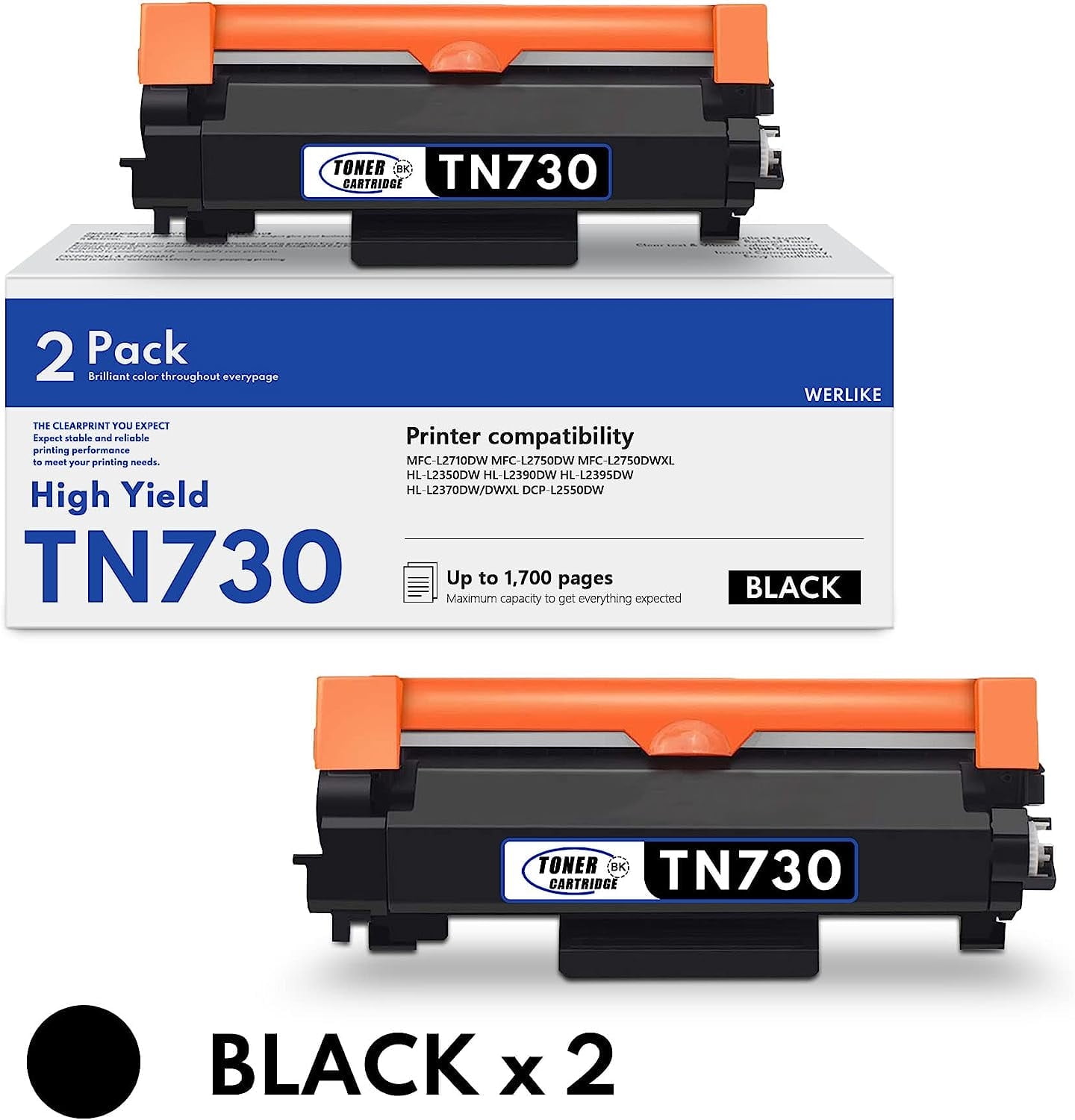 2-Pack TN-730 Toner Cartridge for Brother Printers Falkland Islands | Ubuy