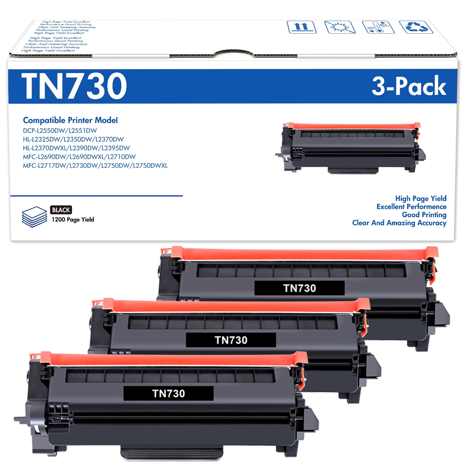 TN730 Toner Cartridge Compatible for Brother TN730 TN-730 TN760 TN-760 ...