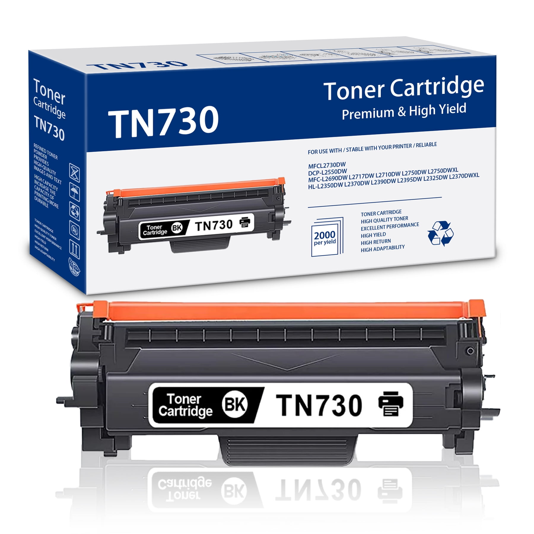 Brother TN730 Toner Cartridge, Black, 1-Pack, for HL-L2350DW, L2370DW ...