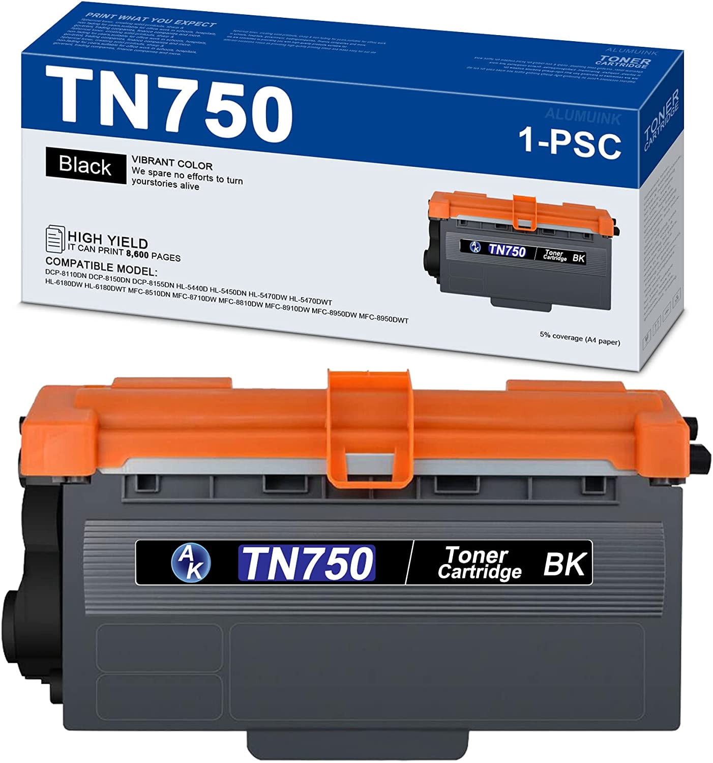 TN750 High Yield Toner Replacement for HL-5470DW DCP-8510DN MFC-8710DW ...