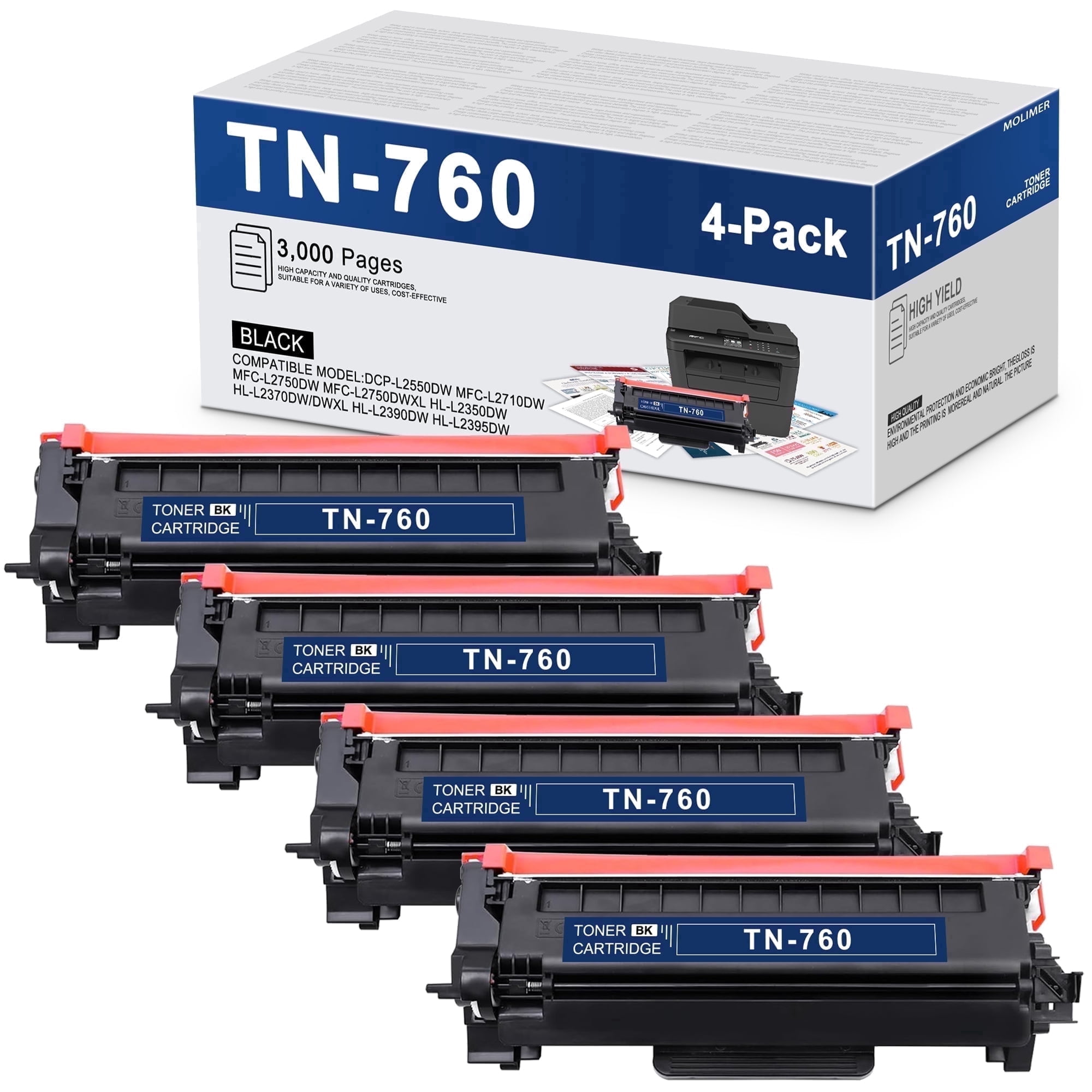 TN760 High Yield Compatible Toner Cartridge for Brother Printer Series ...