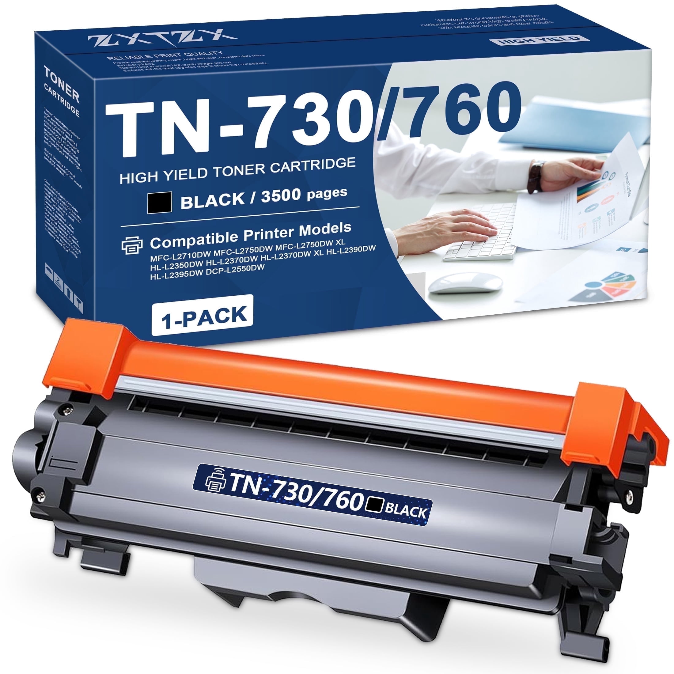 Brother TN760 TN730 High Yield Black Toner Cartridge for MFC-L2710DW ...