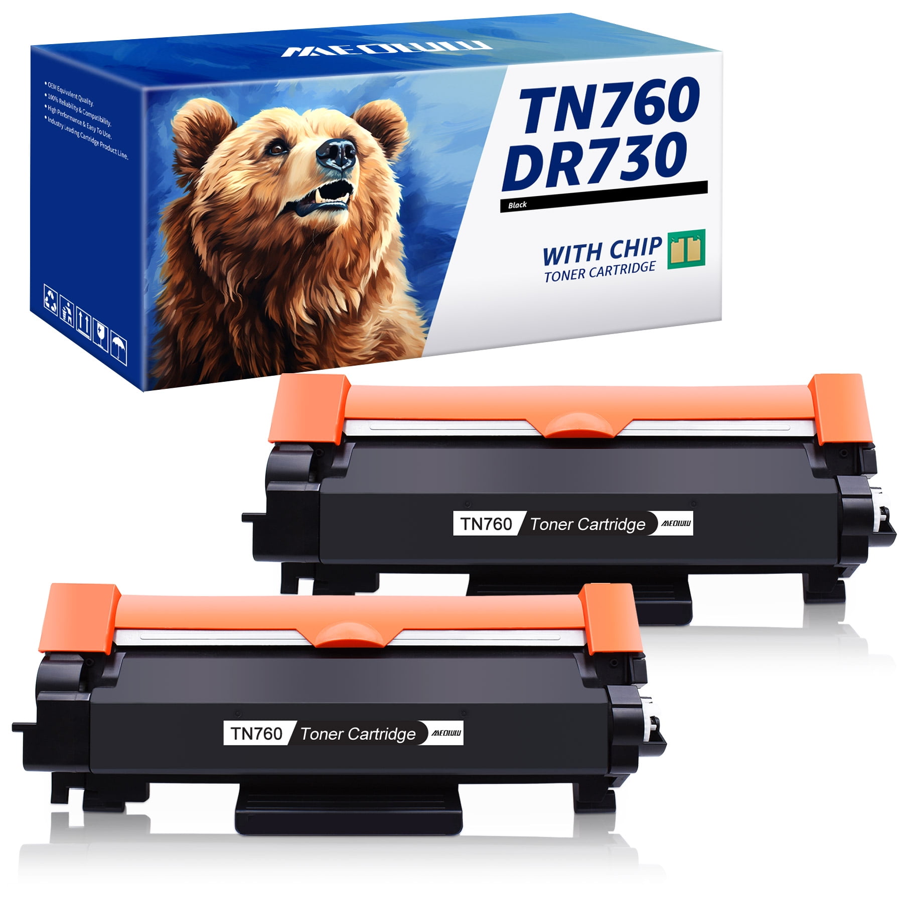 Brother Compatible Toner Cartridges TN760 TN730, 2 Pack for DCP-L2550DW ...