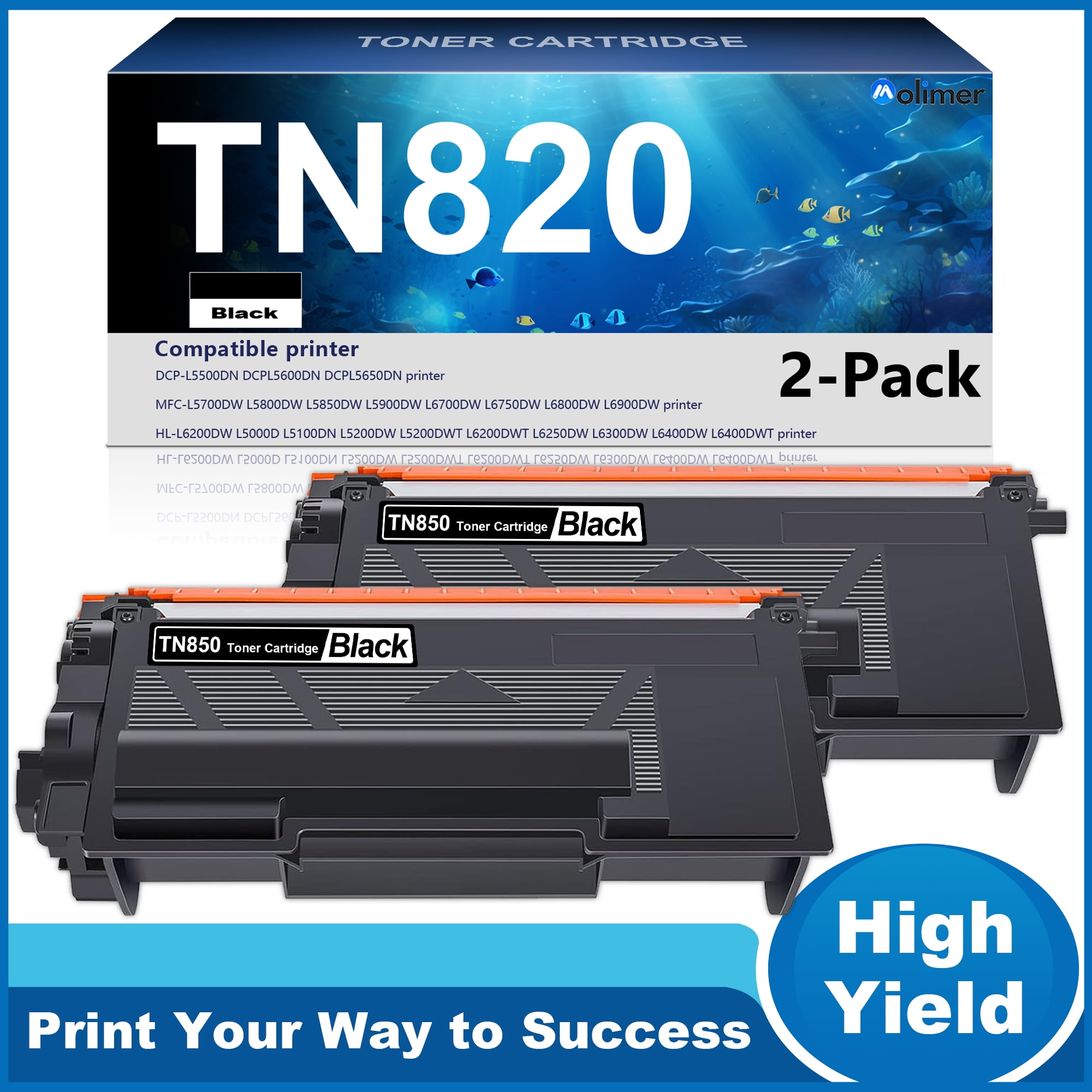 TN820 2 Pack Black Toner Cartridge Compatible Replacement for Brother ...