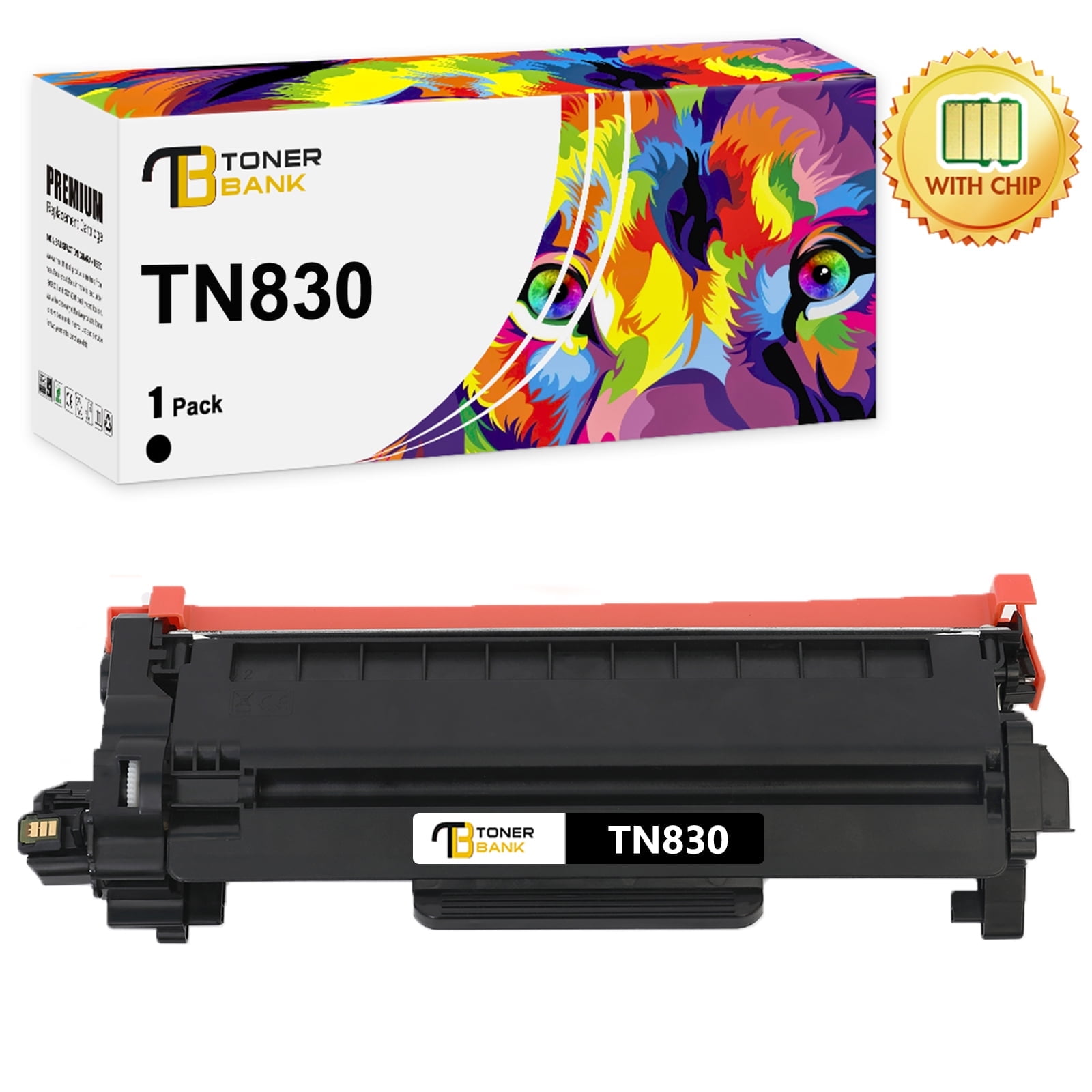TN830 TN830XL 1-Pack Black Toner Cartridge with Chip Compatible for ...