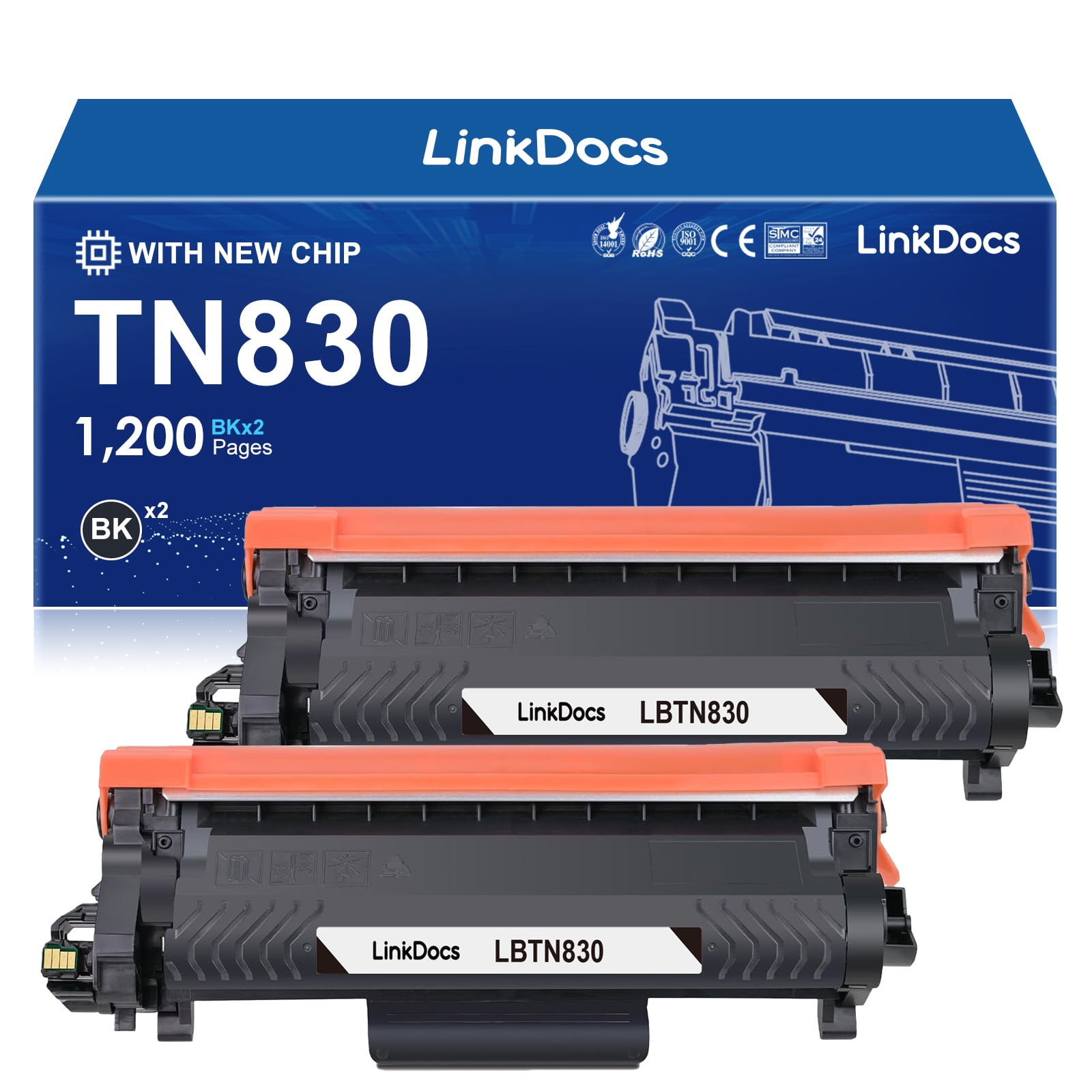 LinkDocs TN830 Black Toner Cartridge Replacement, Compatible with ...