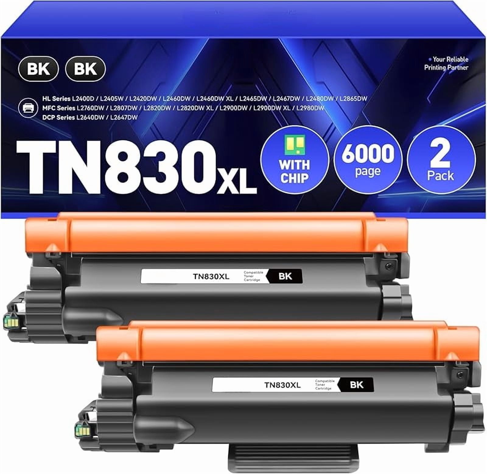 TN830XL Black Compatible Toner Cartridge 2-Pack High Yield Replacement ...