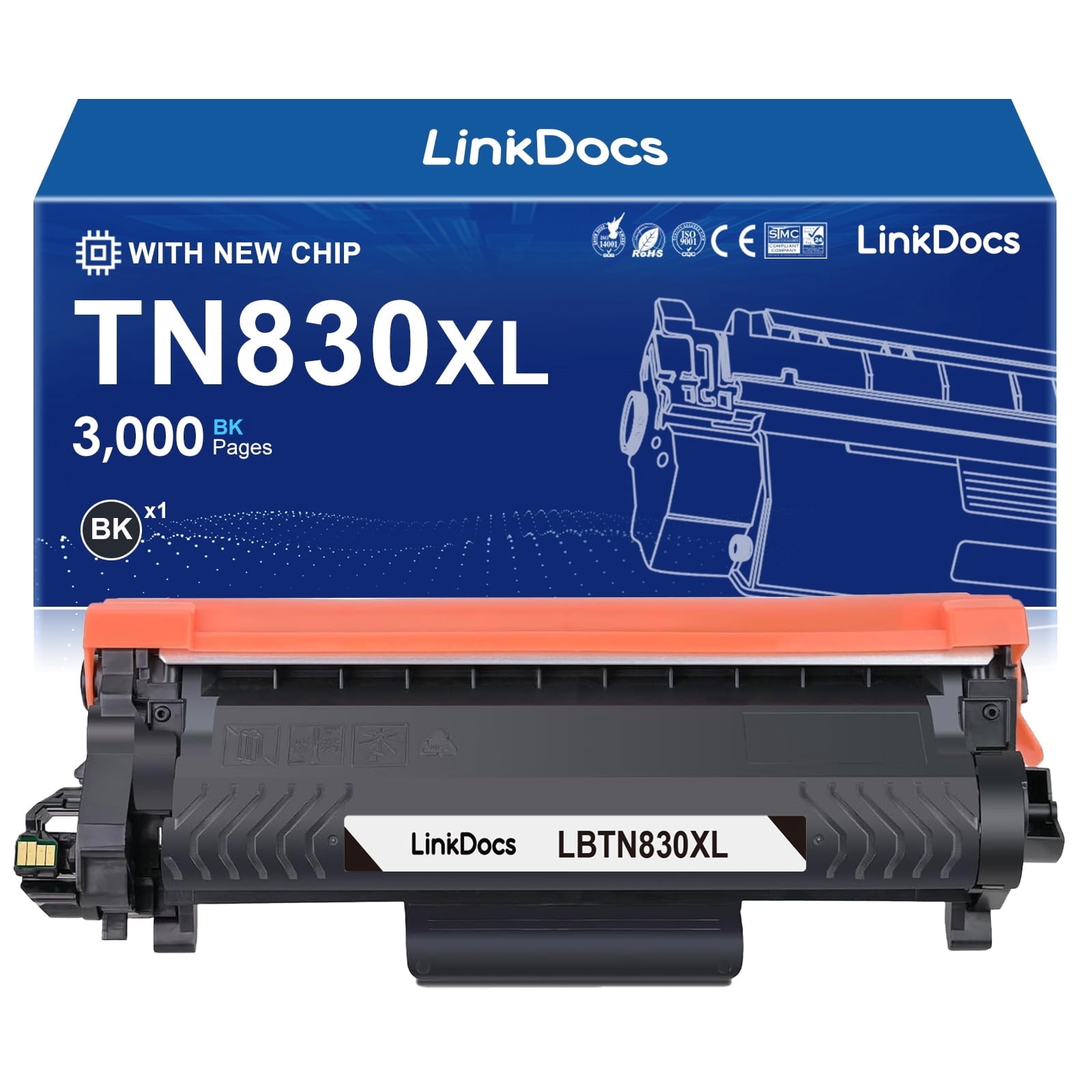LinkDocs TN830XL TN830 Toner Cartridge Replacement, Black, High Yield ...