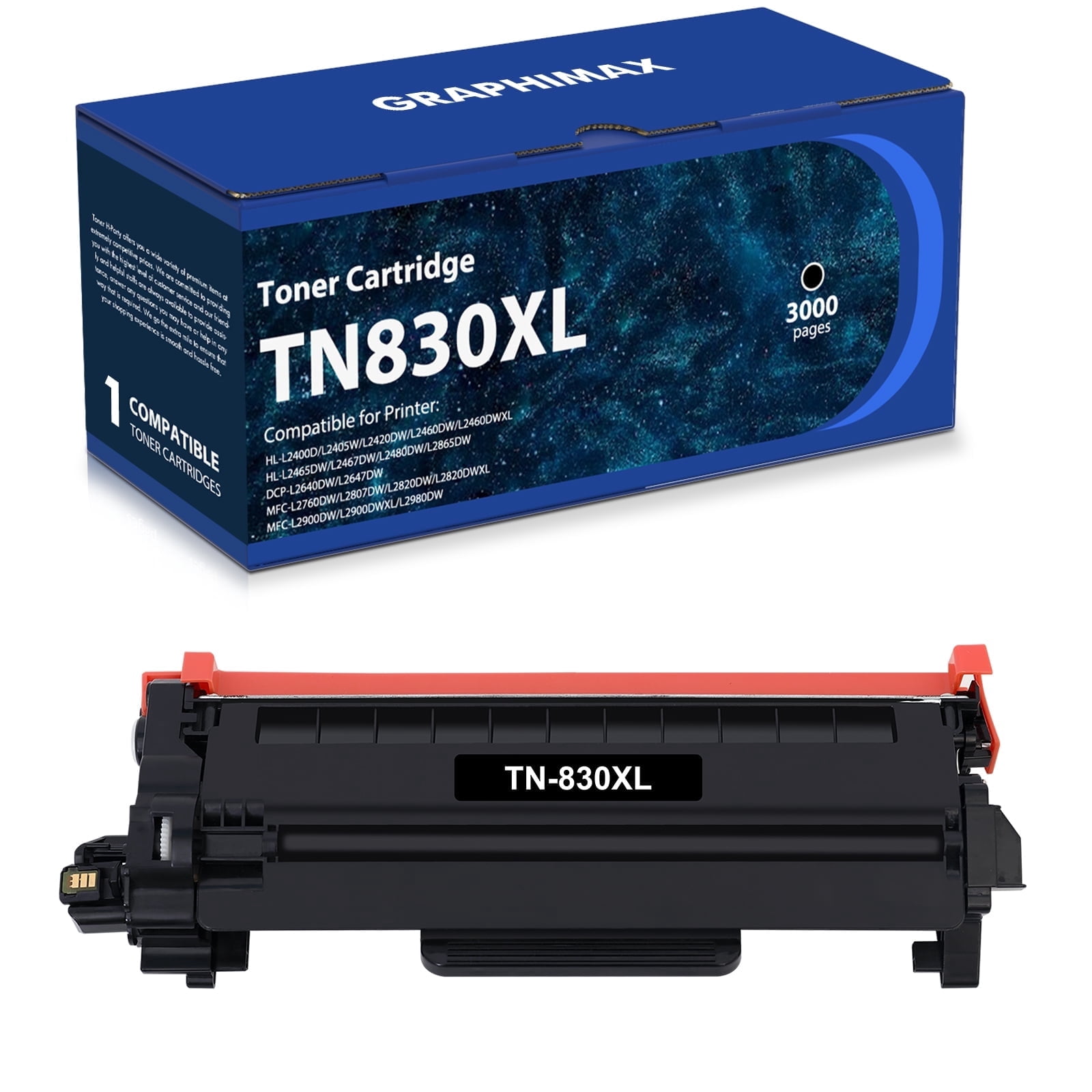 GraphiMax TN830XL Toner Cartridge, Black, Compatible with Brother HL ...