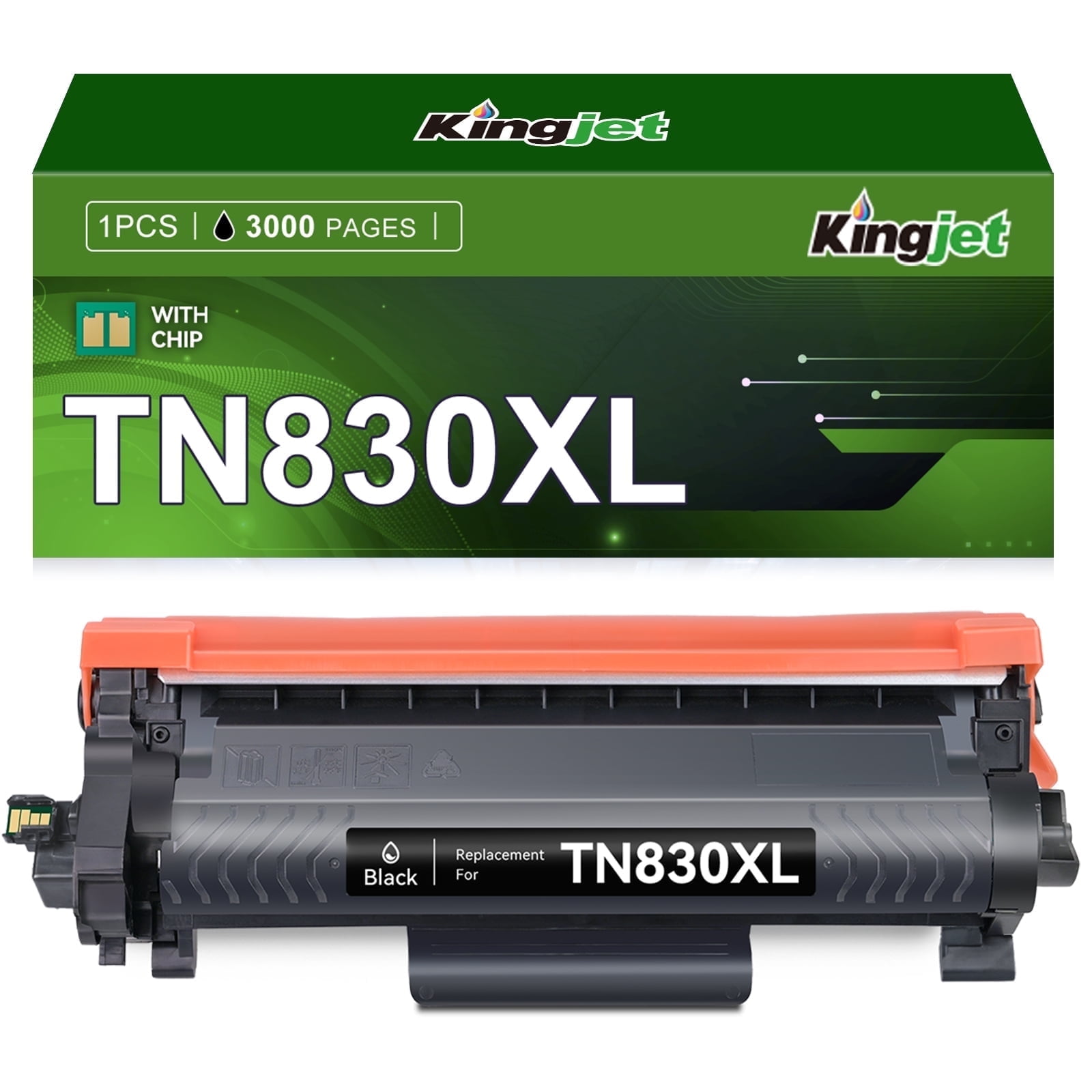 Kingjet TN830XL Black Toner Cartridge, High Yield, 3000 Pages, Brother ...