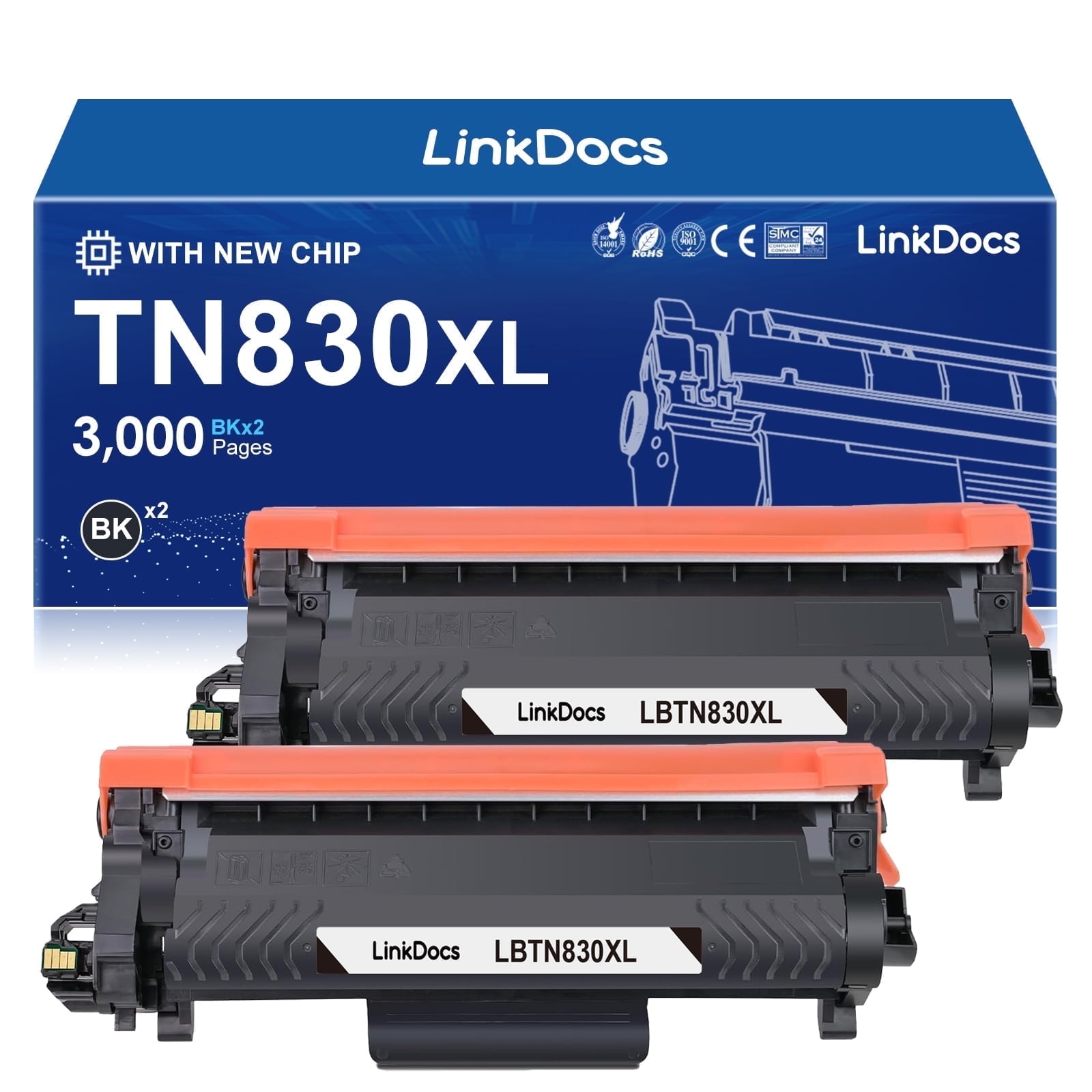 LinkDocs TN830XL Toner Cartridges Replacement, 2 Pack, High Yield ...