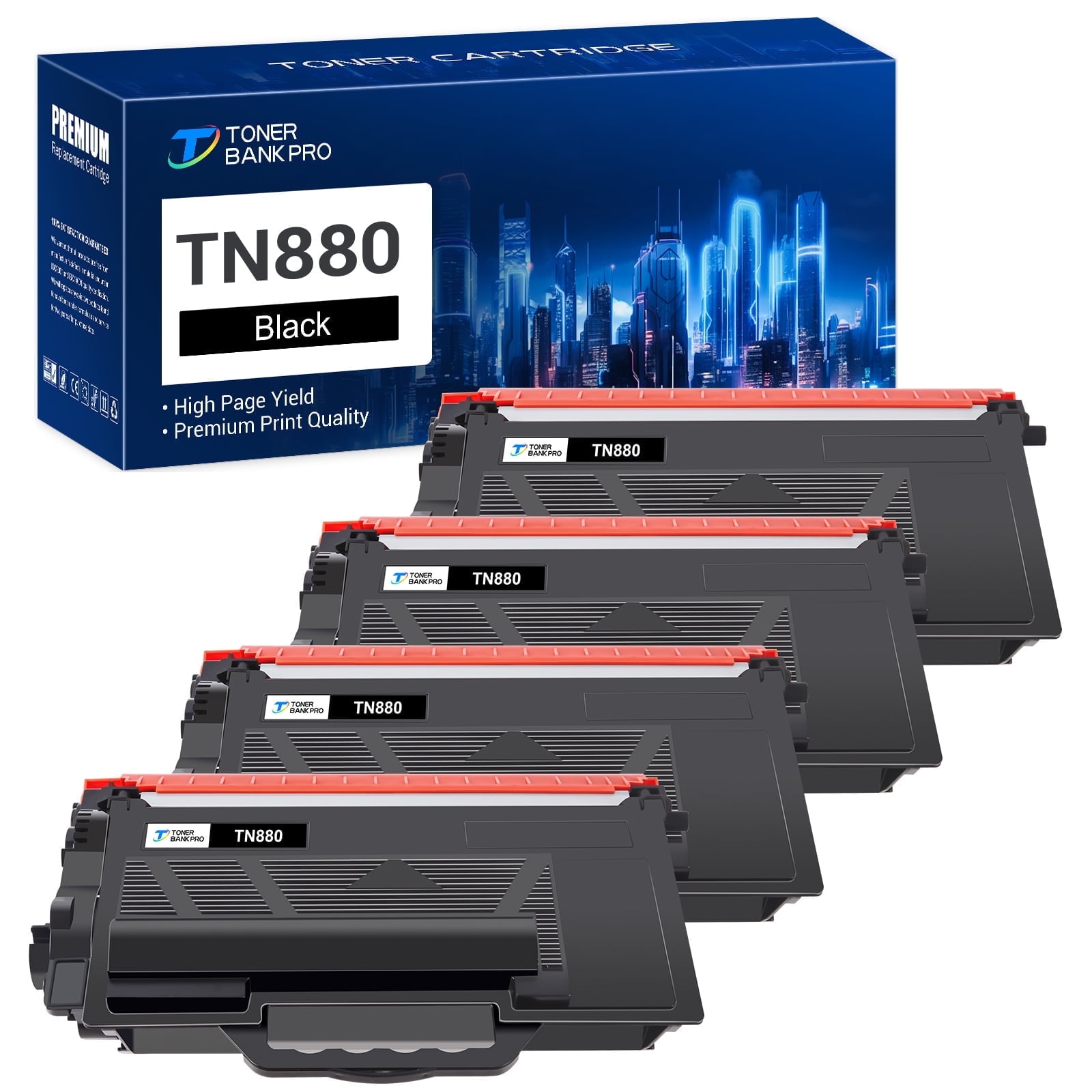4-Pack TN880 Super High Yield Toner Cartridge for Brother HL-L6200DW ...