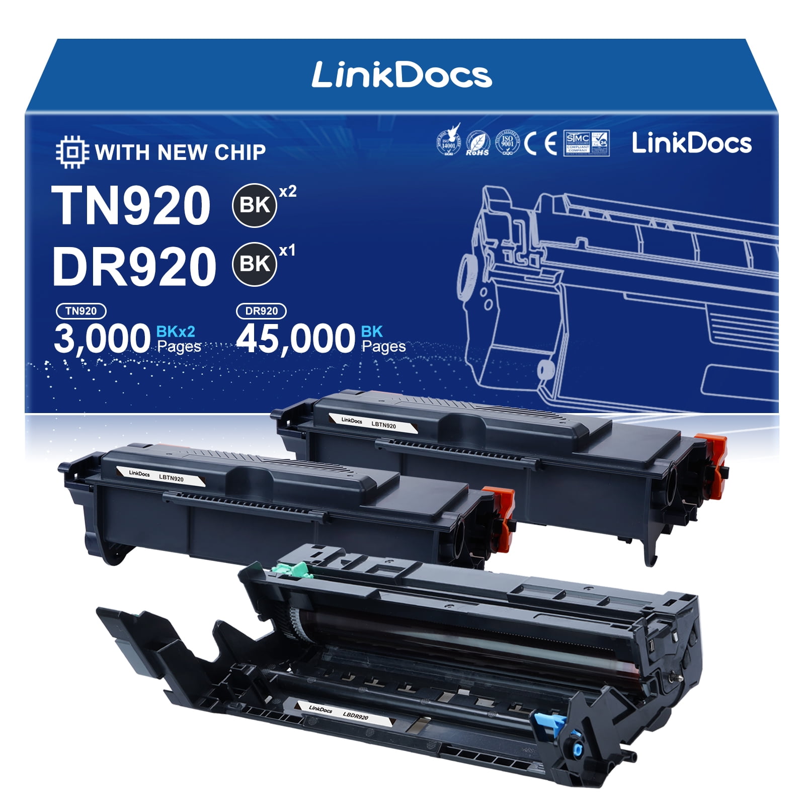 TN920 DR920 Toner Cartridge and Imaging Drum Replacement for Brother TN ...