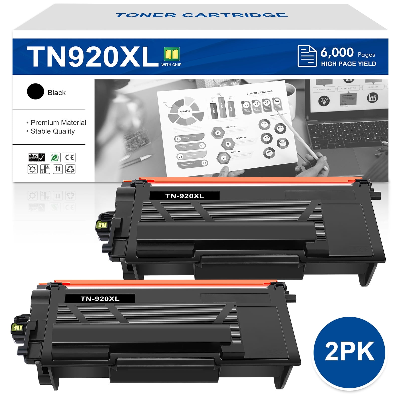 TN920XL TN920 Toner Cartridge Black HL-L6210DW with Chip Compatible for ...