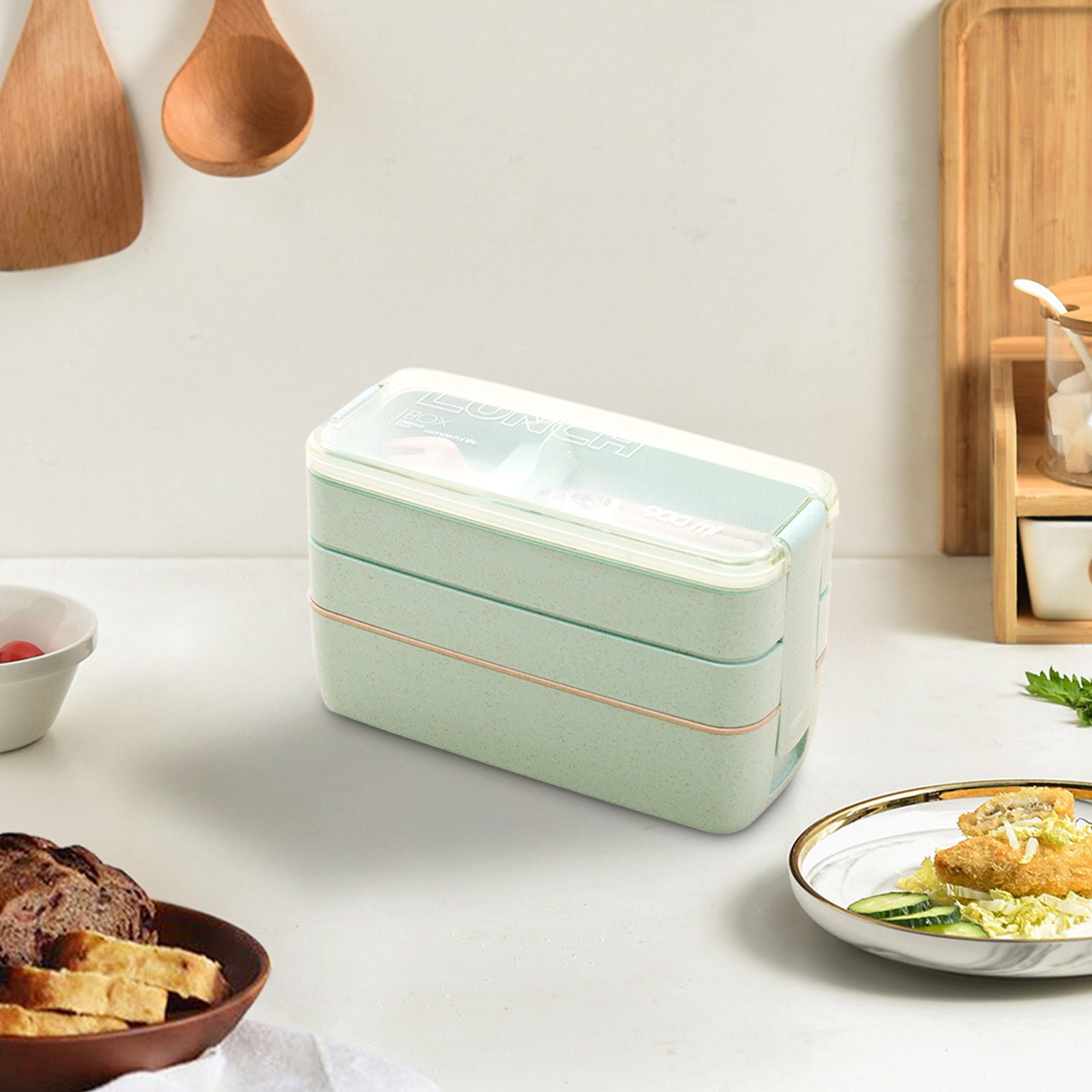 TNDBKQWR Bento Lunch Box with Utensil Stackable Lunch Containers 3 ...