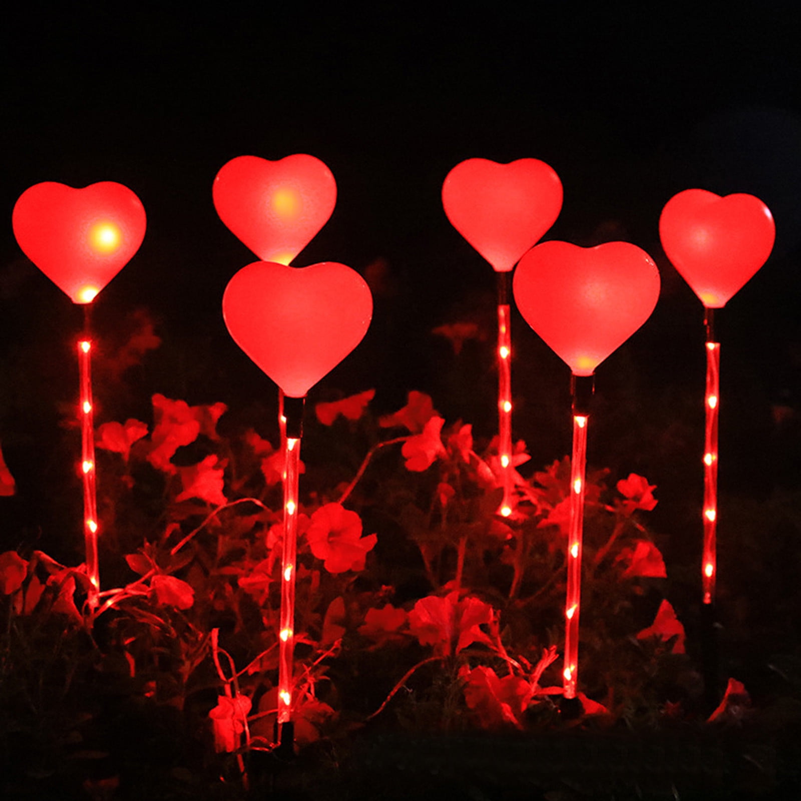TNDBKQWR LED Heart Lights Valentines Solar Lights Set of 6 Valentines ...