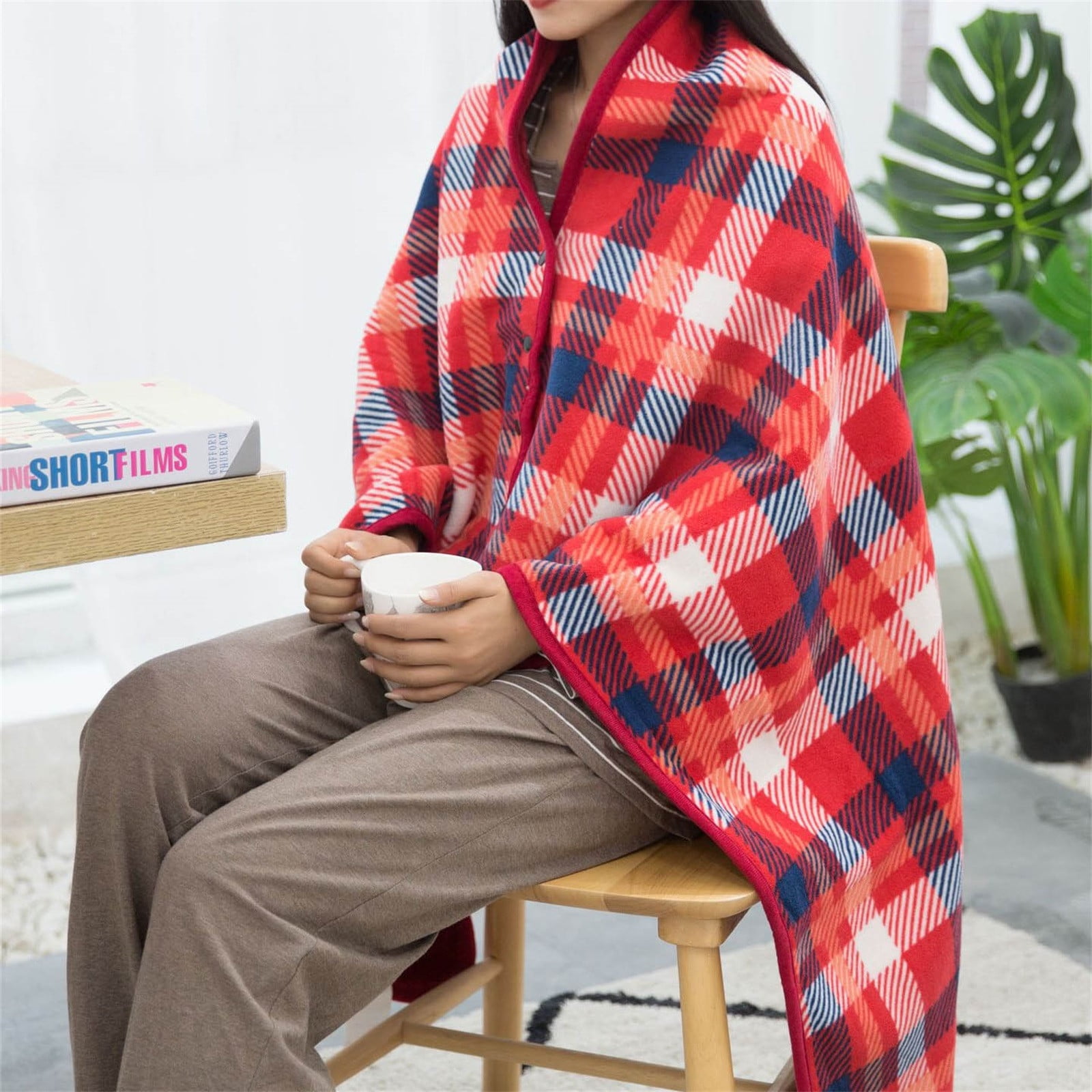 TNDBKQWR Mens Wearable Blanket Plaid Fleece Blanket, Desk Blanket ...