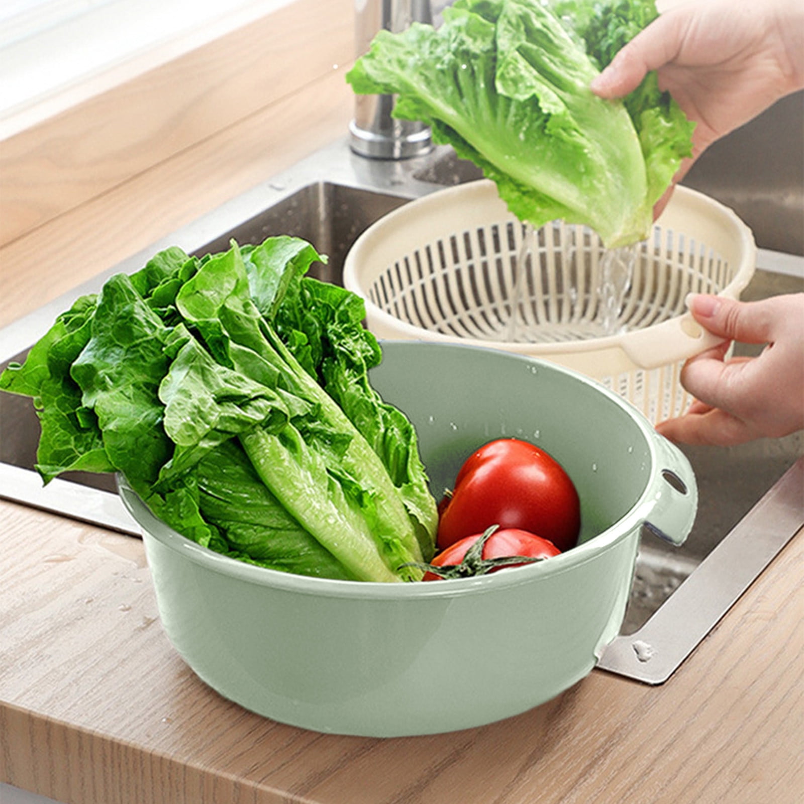 TNDBKQWR Vegetable Washing Basket Food Strainers for Kitchen Drain ...