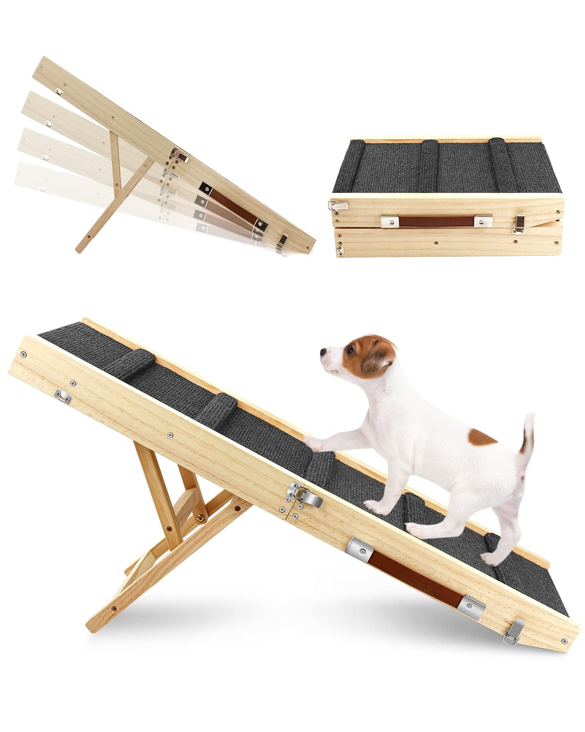 "TNELTUEB Adjustable Wooden Doggy Ramp, Foldable, 30 LBS limit, 32.6""L ...
