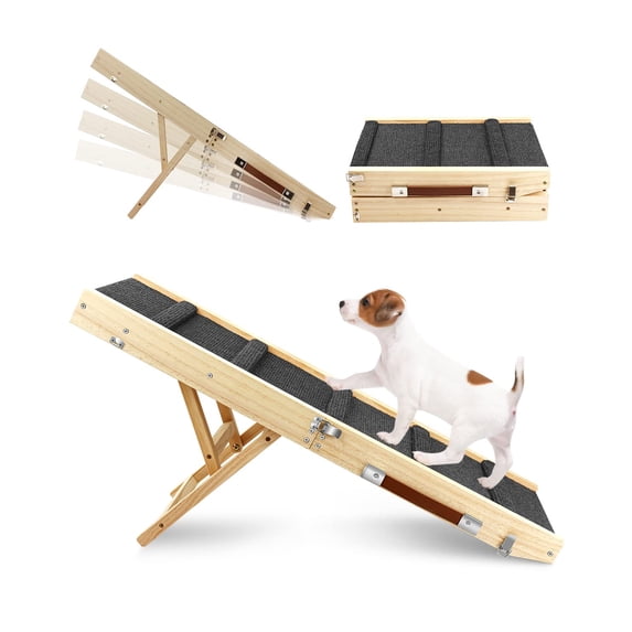 "TNELTUEB Adjustable Wooden Doggy Ramp, Foldable, 30 LBS limit, 32.6""L ...