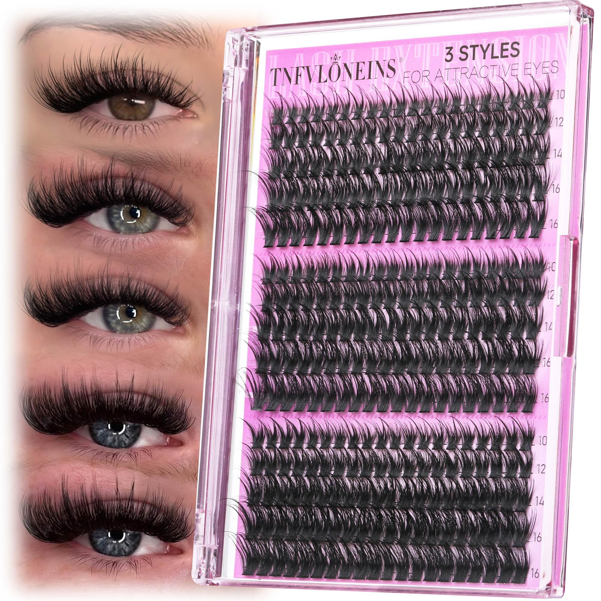 TNFVLONEINS Fairy Lash Clusters AIF9 Wispy Cluster Eyelash Extensions ...