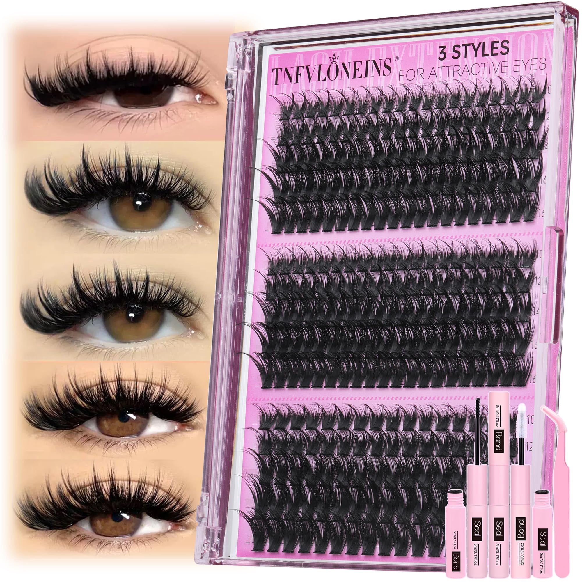 TNFVLONEINS Lash Clusters Kit AIF9 Wispy Lash Extension Kit Spiky ...