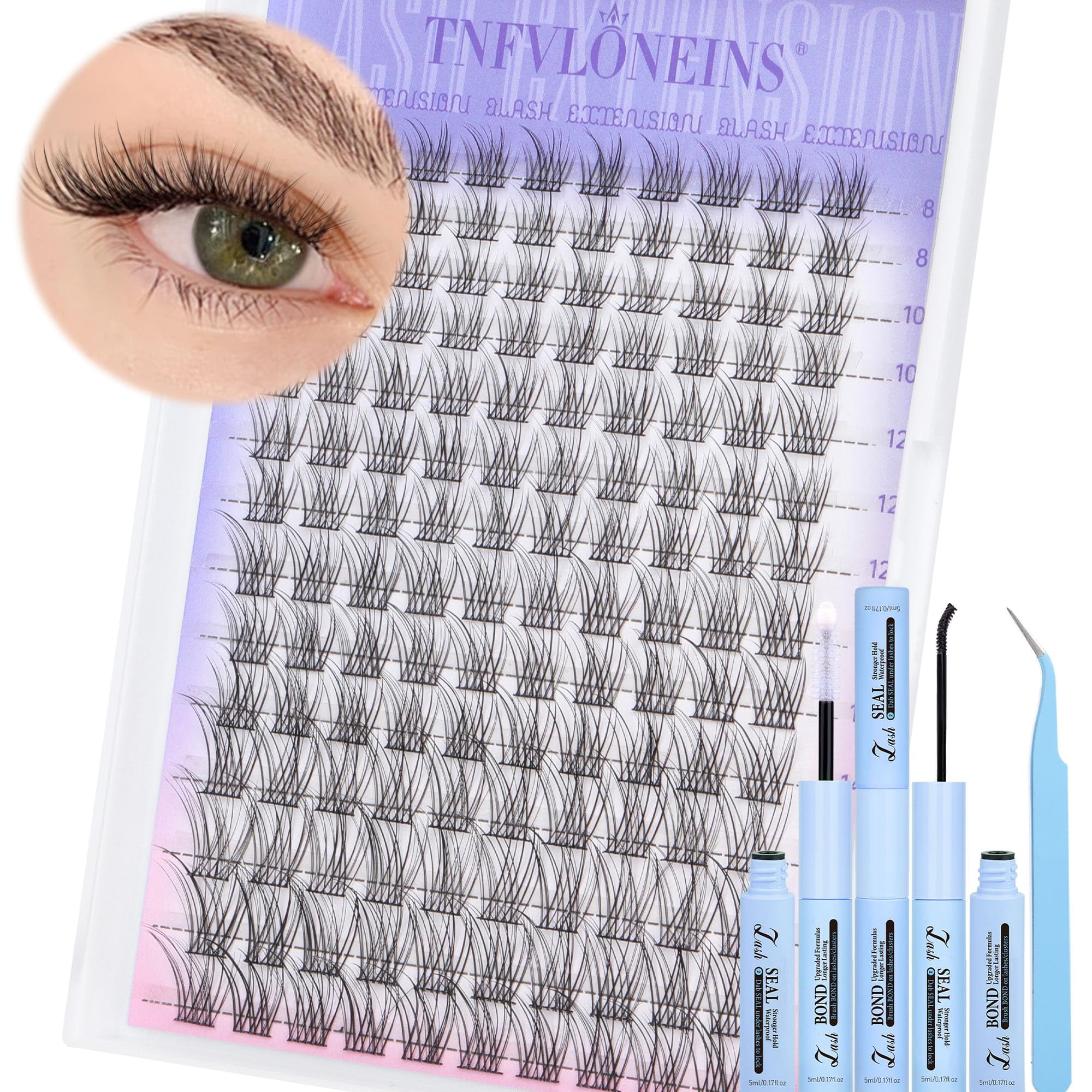 TNFVLONEINS Lash Clusters OLF24 Natural Eyelash Extension Wispy Lash ...