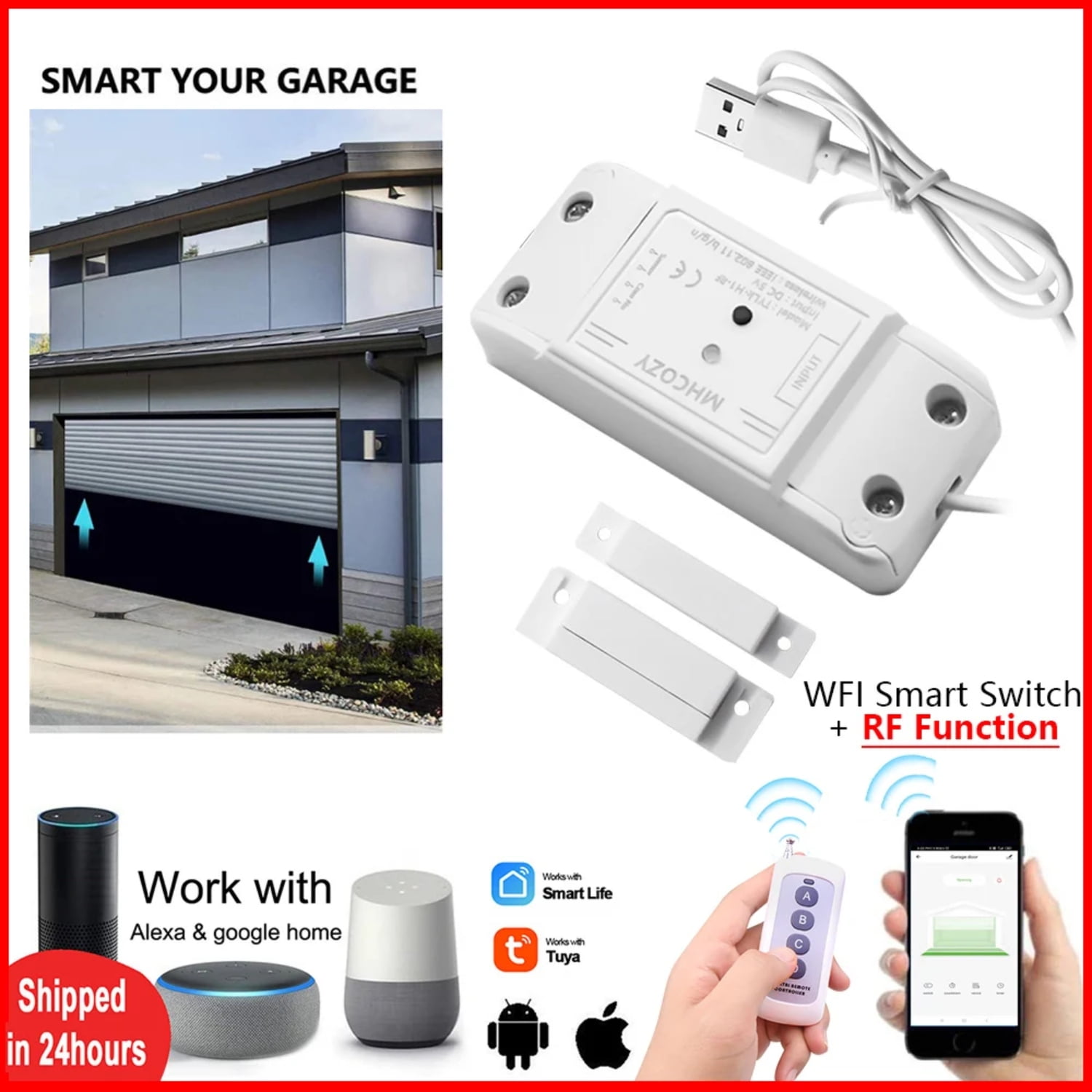TNHYEI Convenient Enhanced Smart WiFi Garage Gate Door Opener ...