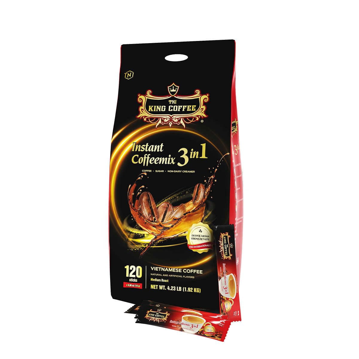 TNI King Coffee 3 in 1 Vietnamese Coffee, 120 Single Serve Packets ...