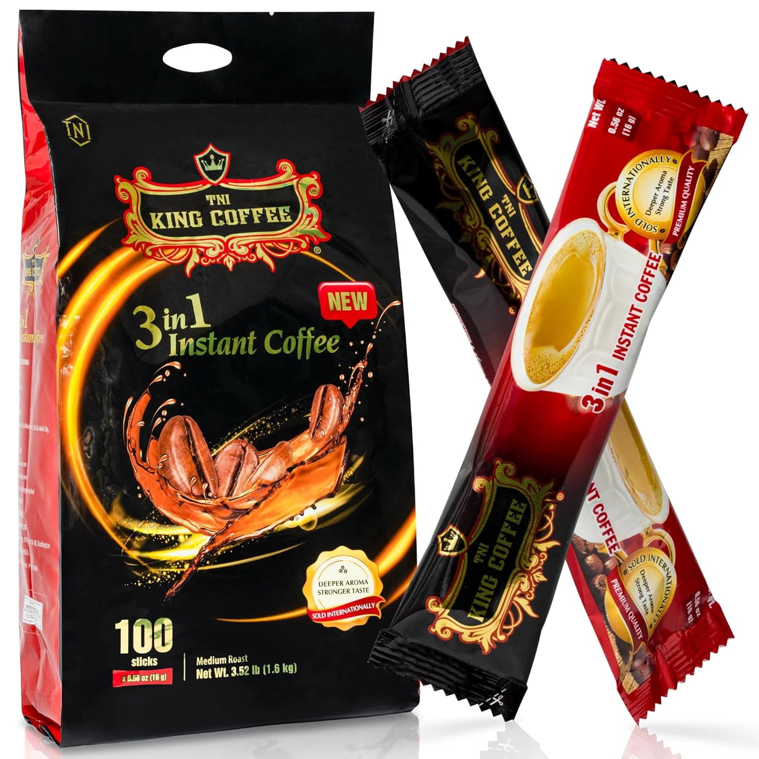 TNI King Coffee3 in 1 Instant Vietnamese Coffee, 100 Single Serve ...
