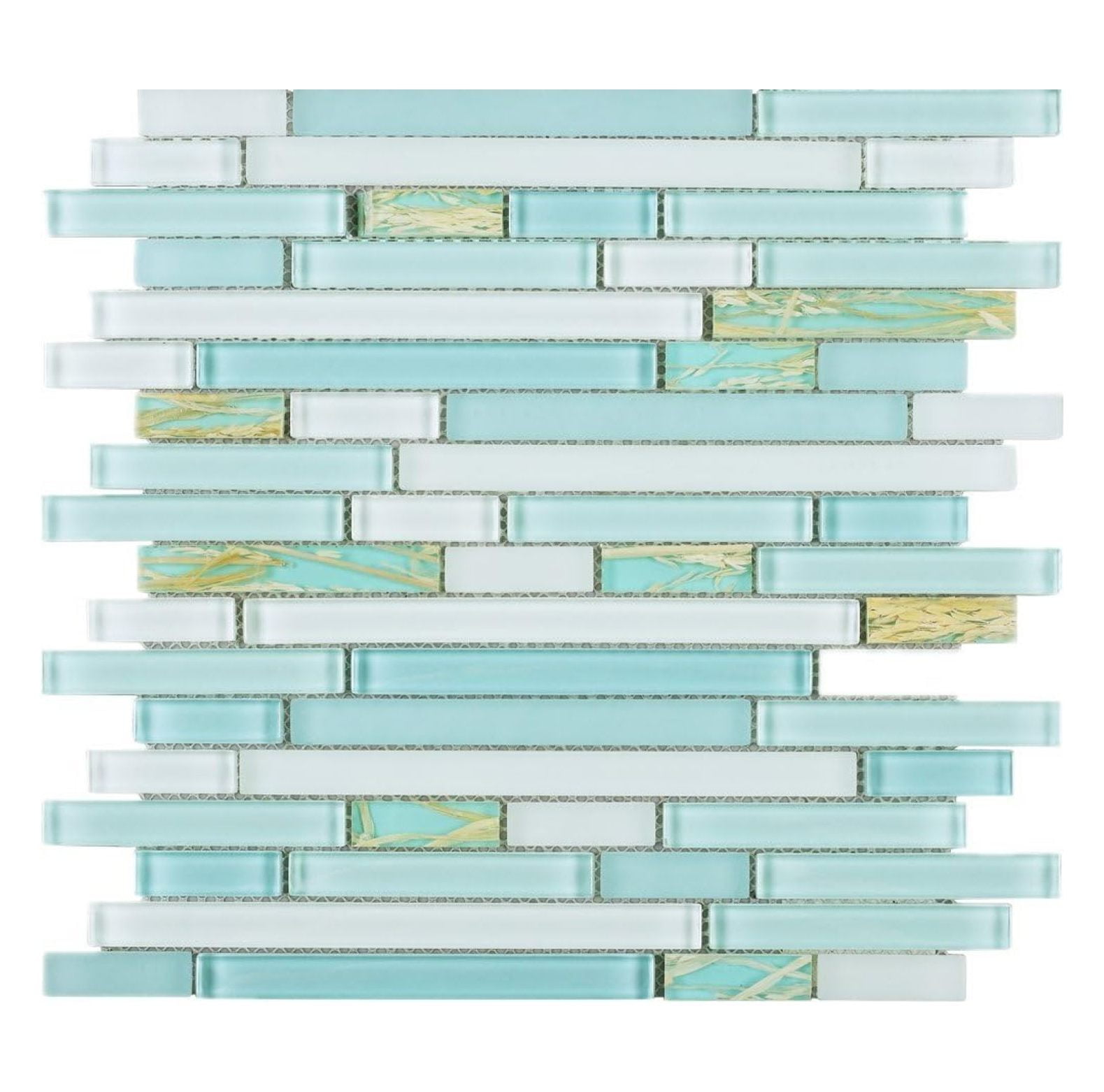 TNLQG-02 Light Blue Green Glass Stripe Floral Mosaic Tile-Kitchen and ...