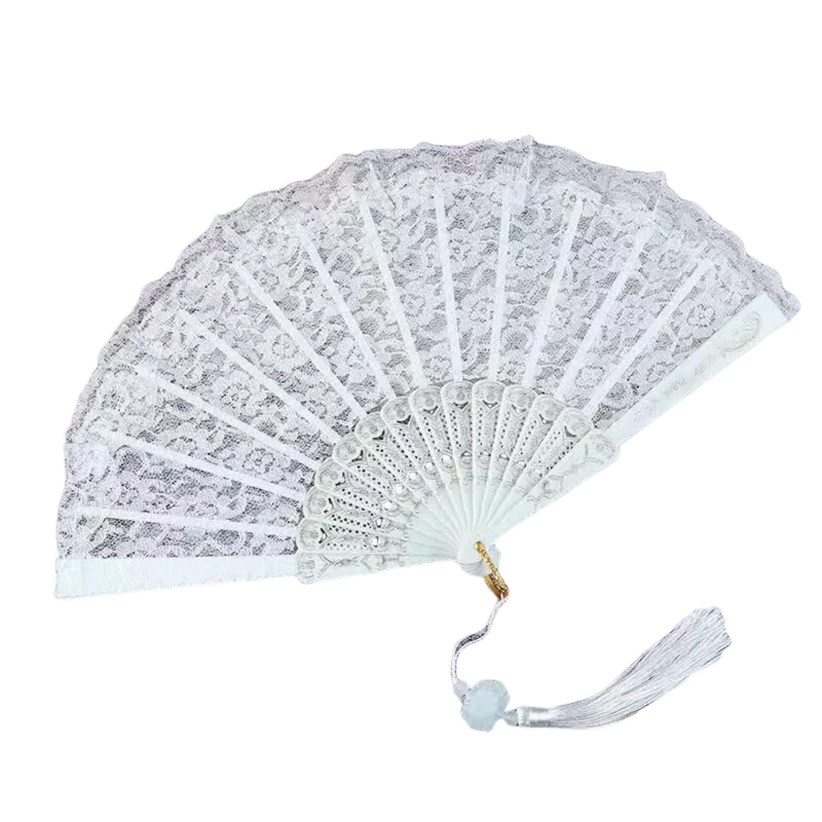 TNOBHG Chinese Style Folding Fan Vintage Lace Folding Fan with Tassel ...