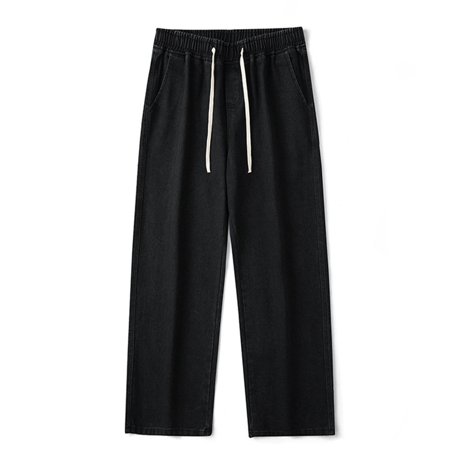 TNOBHG Drawstring Waist Jeans Men's Retro Wide Leg Jeans with ...