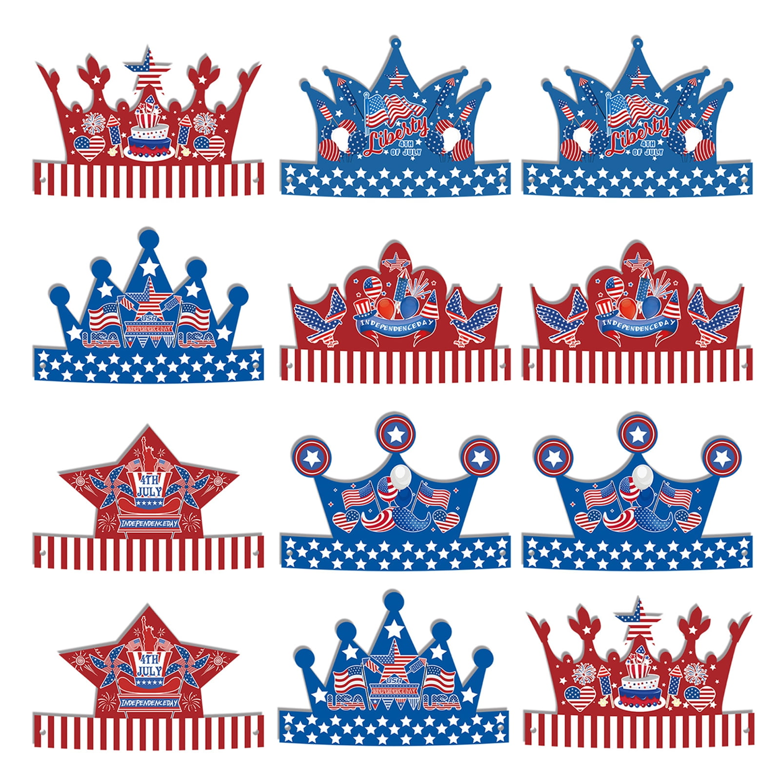 TNOBHG Independence Day Party Hats 6/12/24pcs Independence Day Paper ...