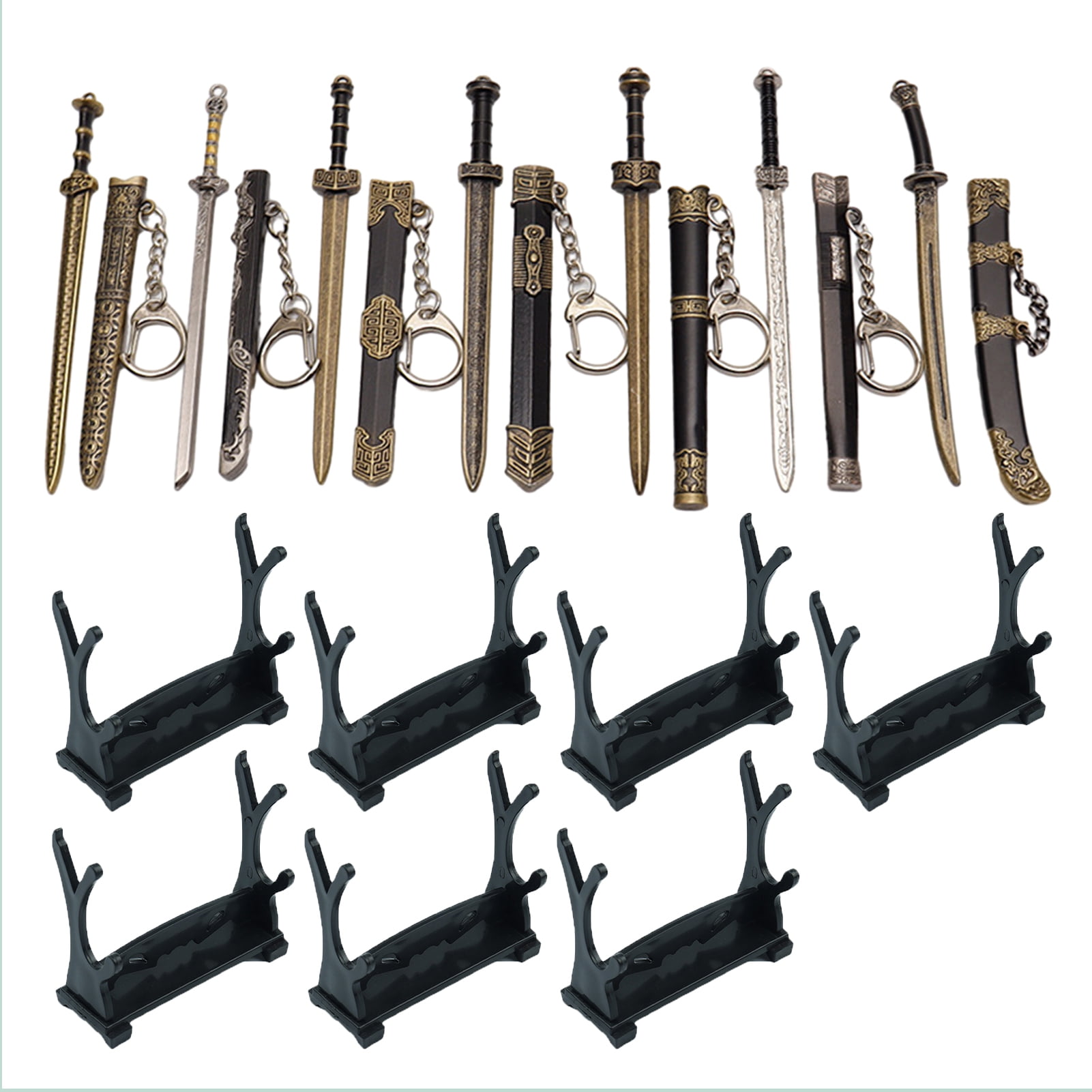 TNOBHG Keychain 7pcs Mini Key Chains for Men Ancient-sword with ...