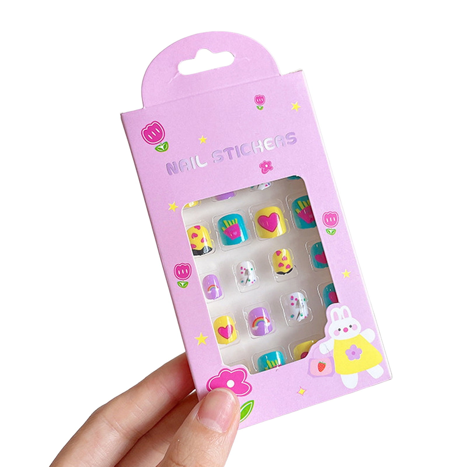 TNOBHG Kids Fake Nails 24pcs Kids Fake Nail Set Kawaii Kids Nail Art ...