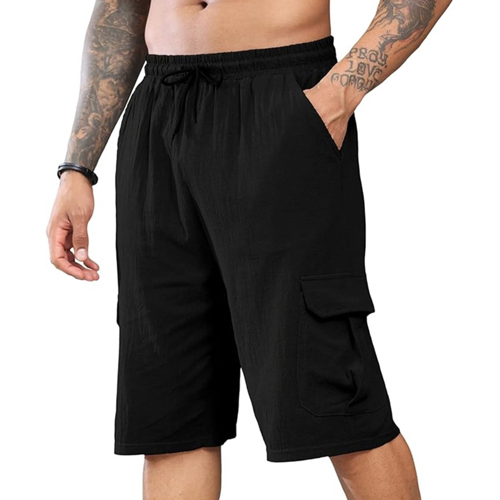 TNOBHG Men Drawstring Cargo Shorts Men's Drawstring Cargo Shorts ...