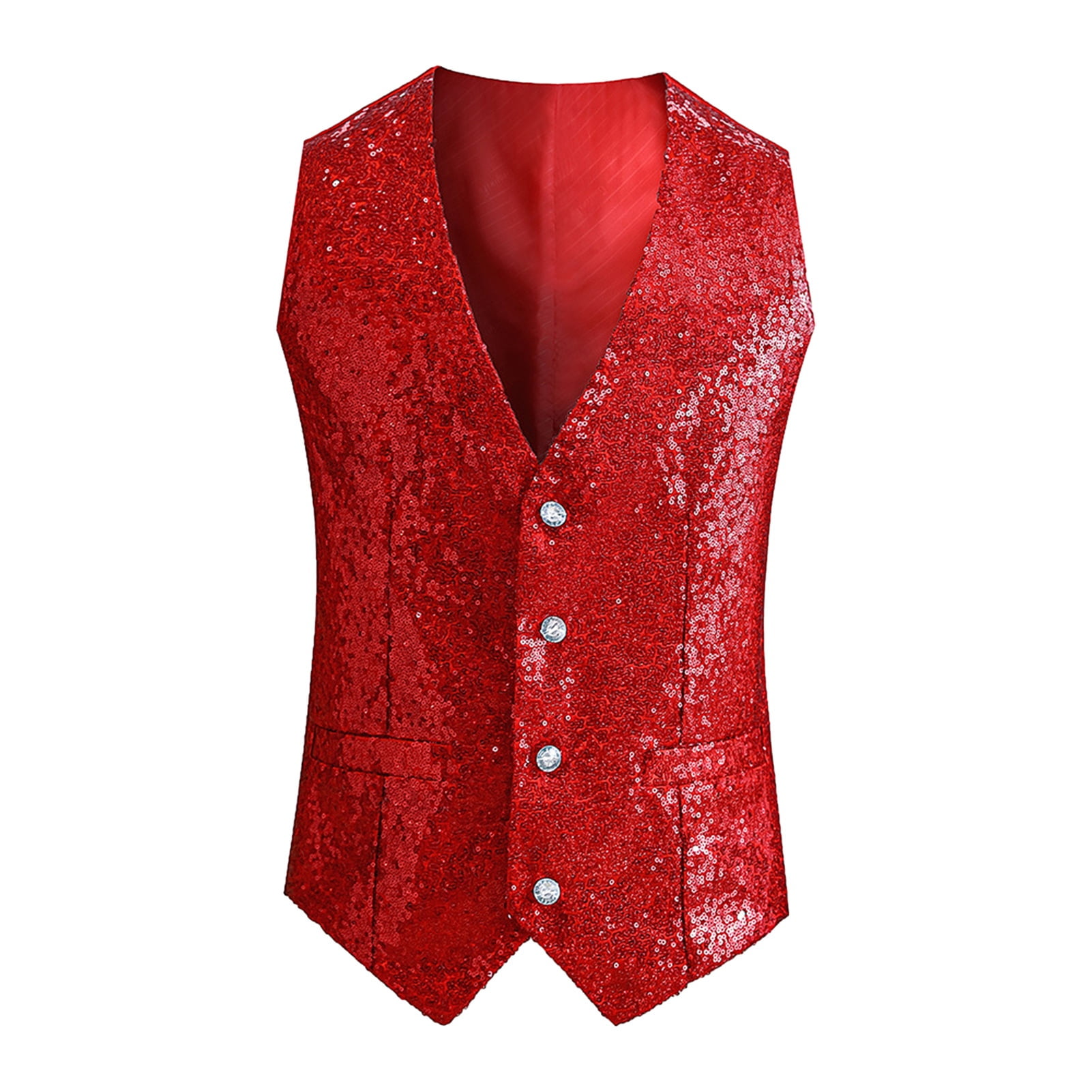 TNOBHG Men Formal Waistcoat Men Vest Shiny Sequin Slim Fit Cardigan ...