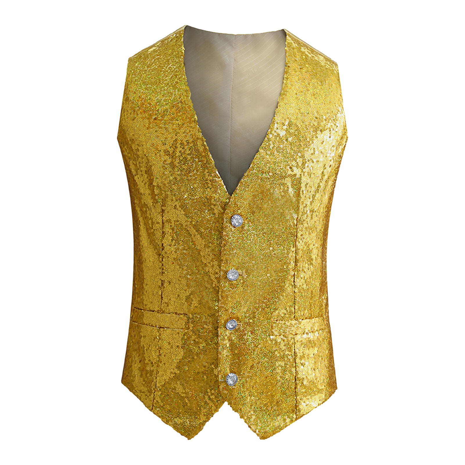 TNOBHG Men Formal Waistcoat Men Vest Shiny Sequin Slim Fit Cardigan ...