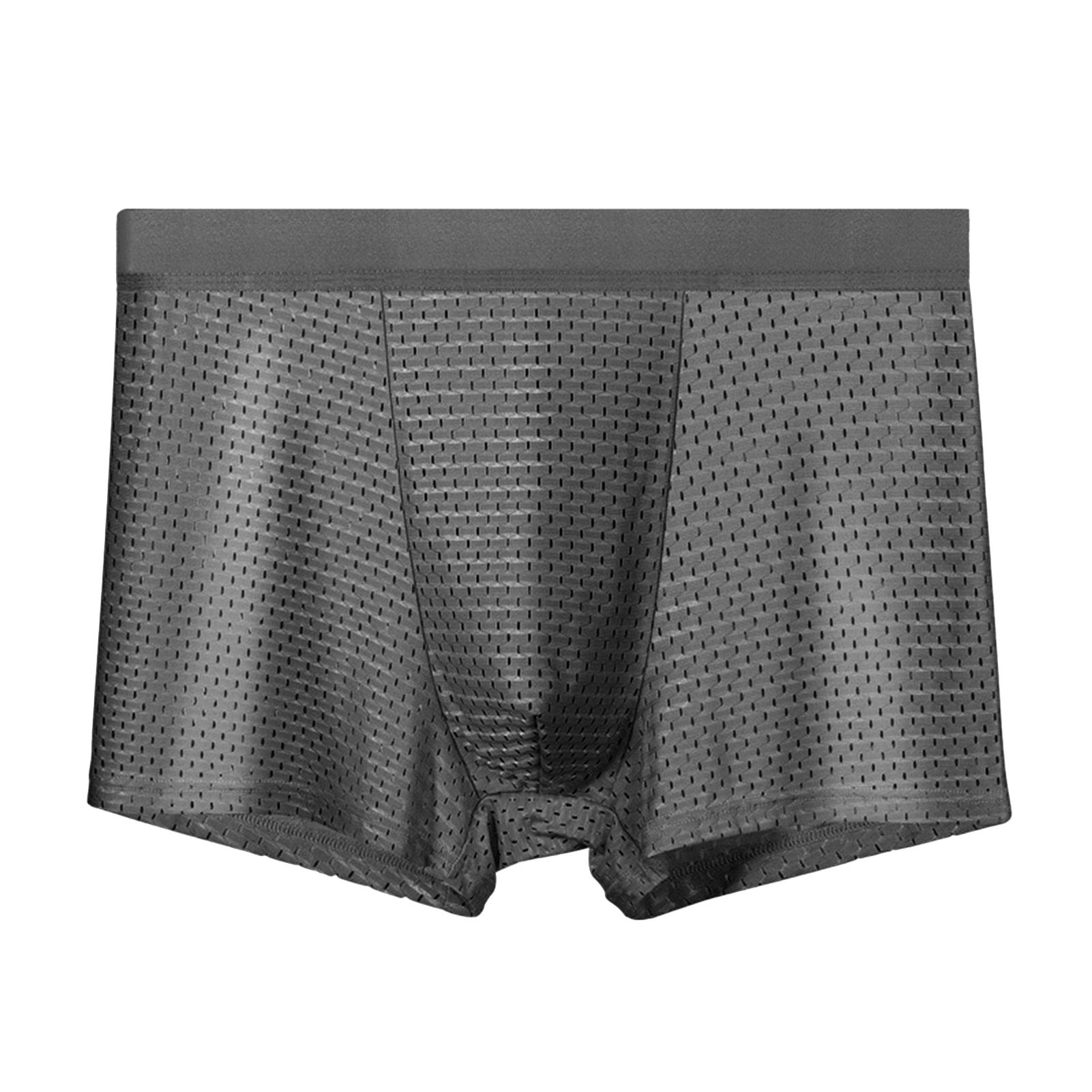 TNOBHG Men Shorts Men Ice Silk Mesh Shorts Briefs Mid-rise Elastic ...
