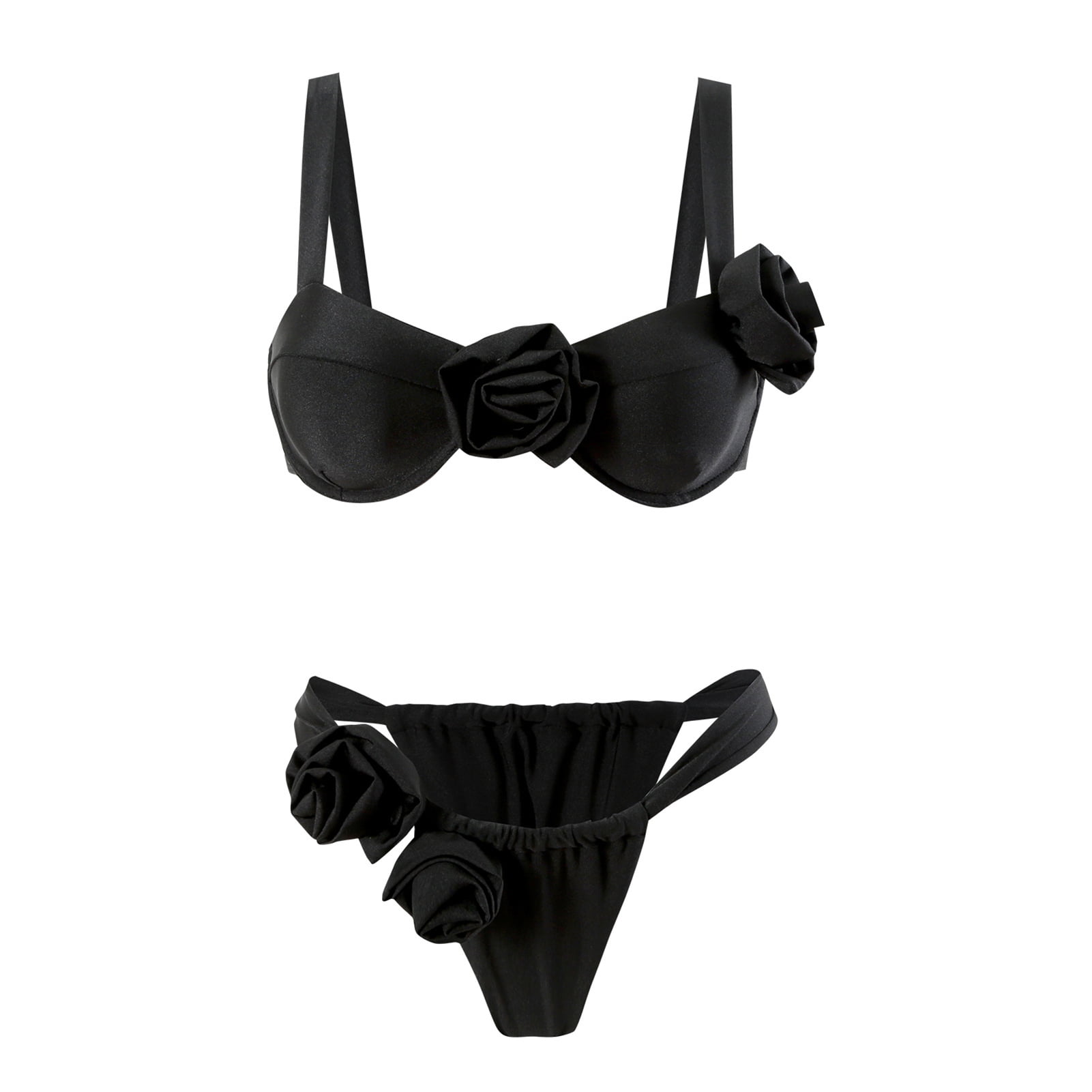 Tnobhg Women Swimsuit Set Womens Bandeau Sling Flower Decor Bra High