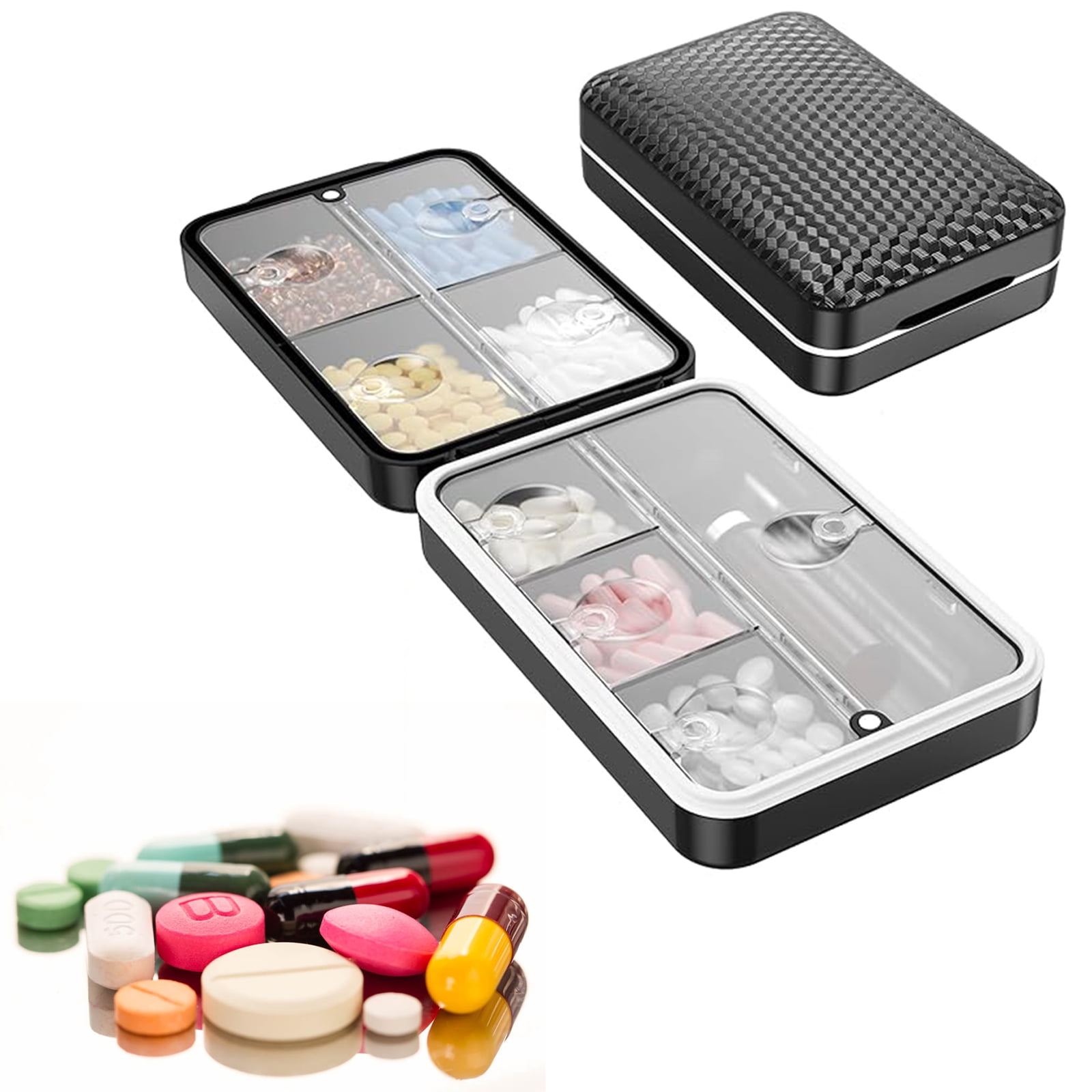 TNSAWRRYOE 8 Compartments Magnetic SuctionDaily Pill Organizer Moisture ...