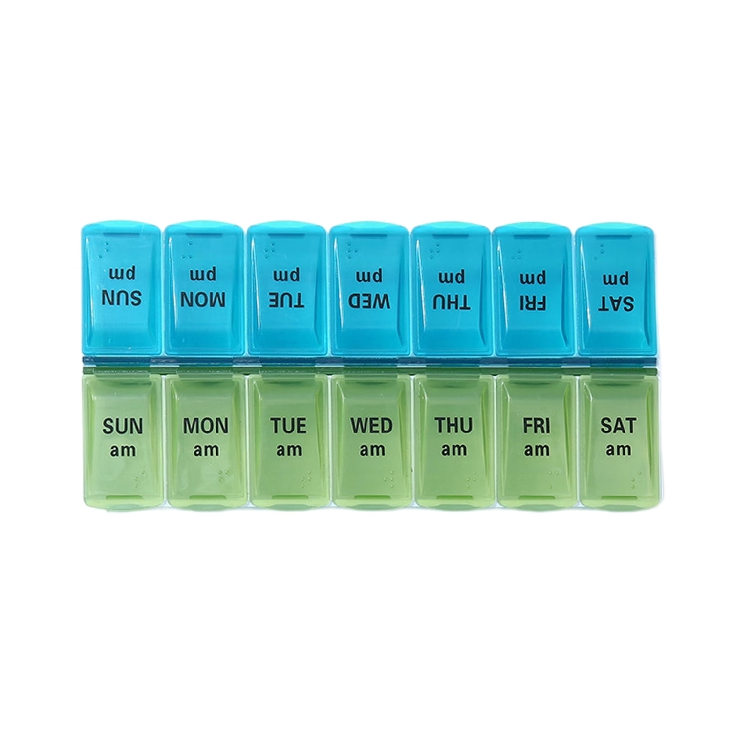 TNSAWRRYOE Double-Row 14-Compartment Braille-Labeled Weekly Pill ...