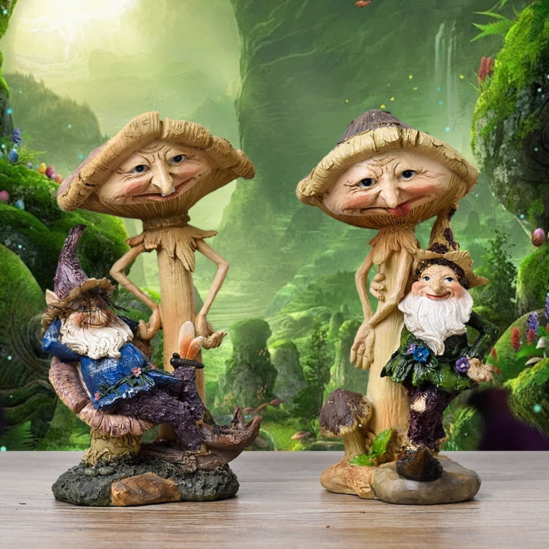 TNSAWRRYOE Outdoor Resin Garden Mushroom Elf Gnome Statue for Garden ...